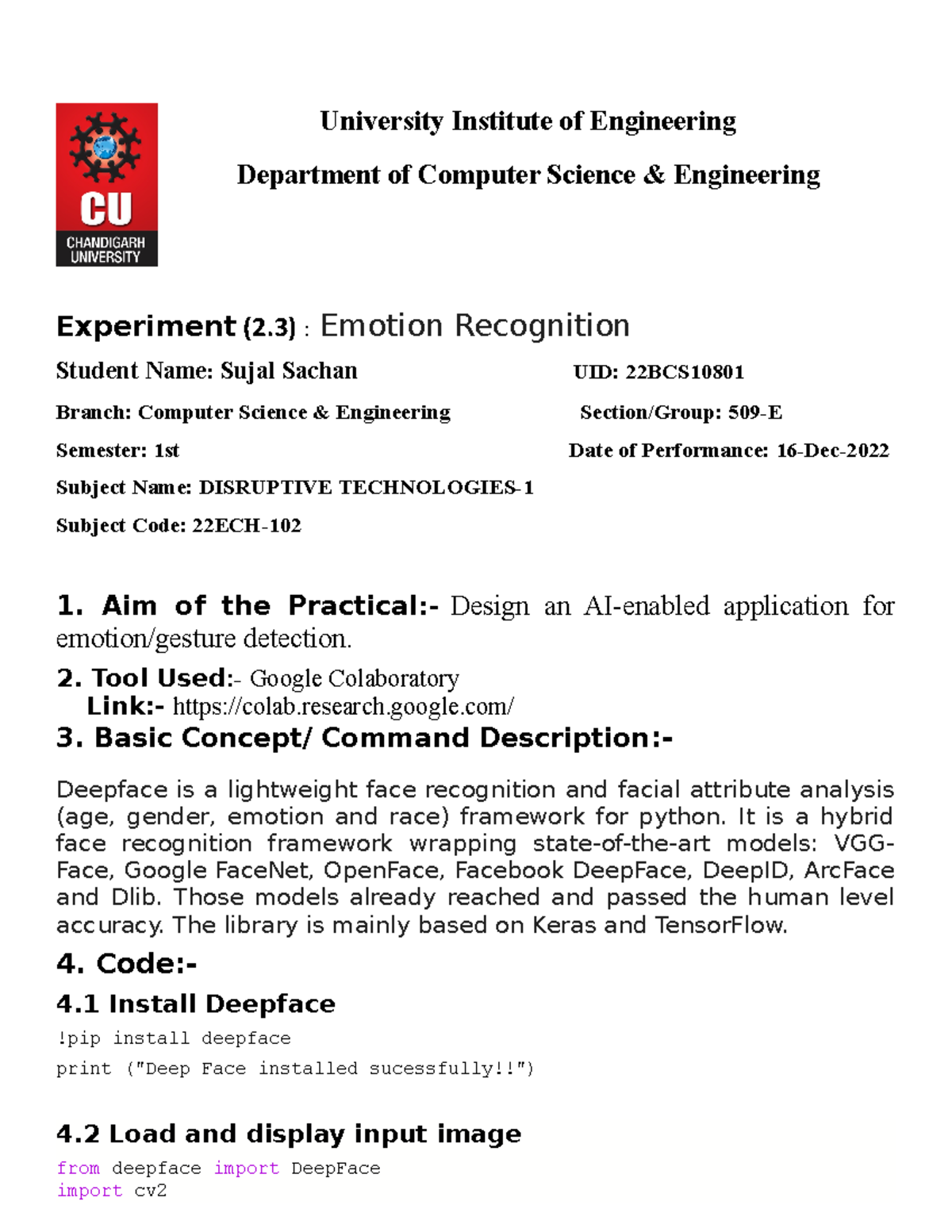 Disruptive Technologies exp 7 - Department of Computer Science & Engineering Experiment (2 ...