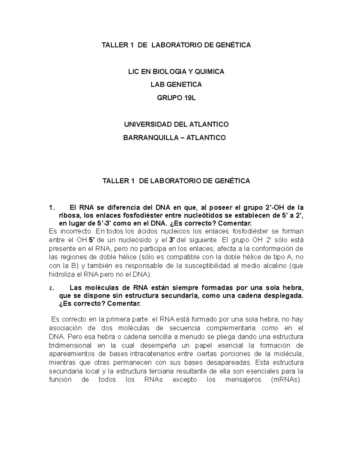 Taller 1 DE Laboratorio DE Genética LUIS Rodelo - TALLER 1 DE ...