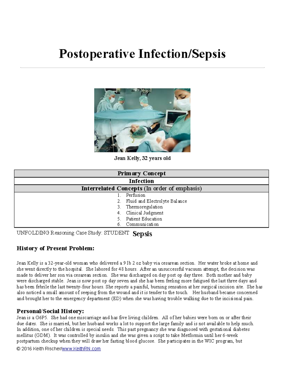 Postoperative Sepsis Case Study - Postoperative Infection/Sepsis Jean ...