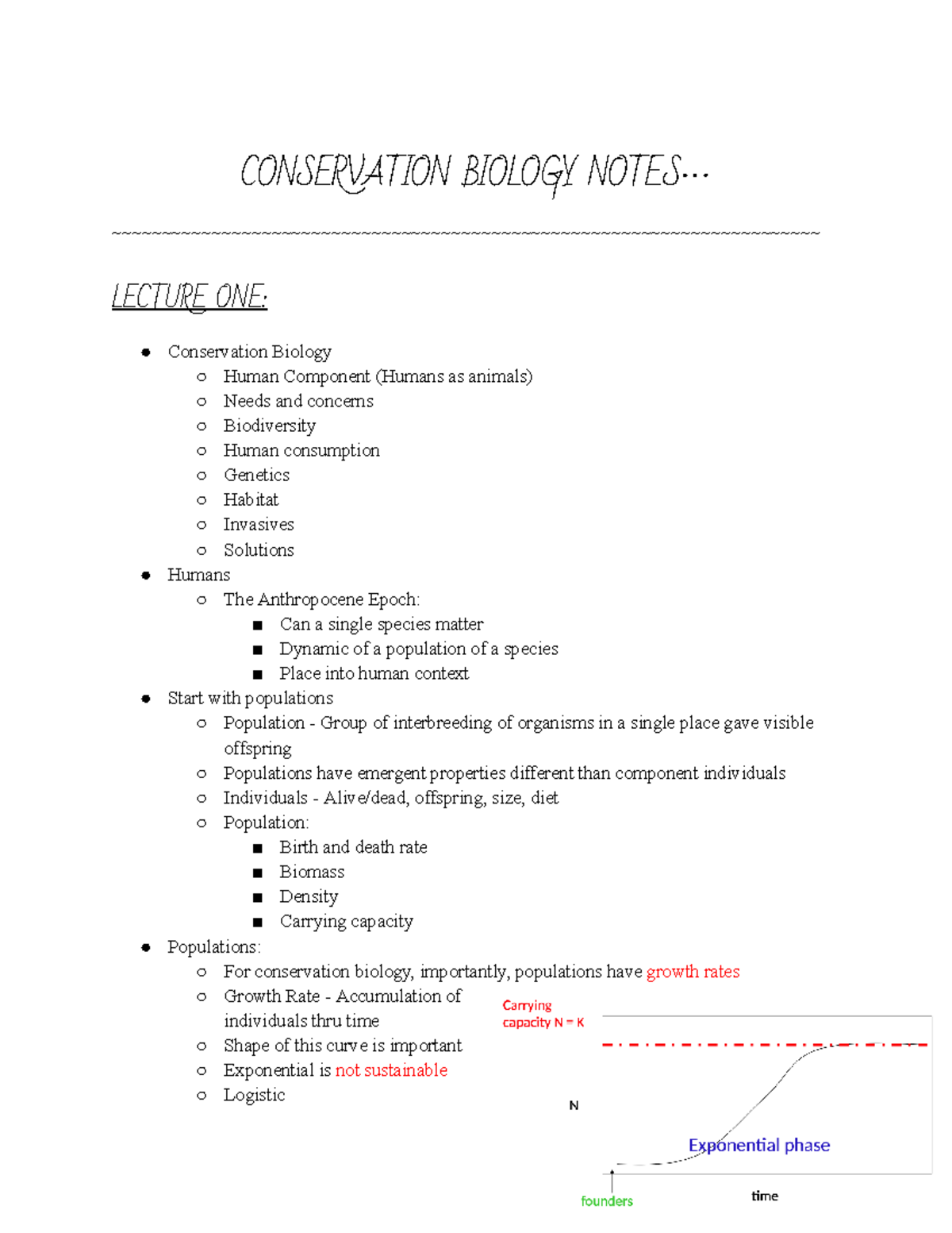 Lecture One - Zoology 410 - ZOOL 410 - SIU - Studocu