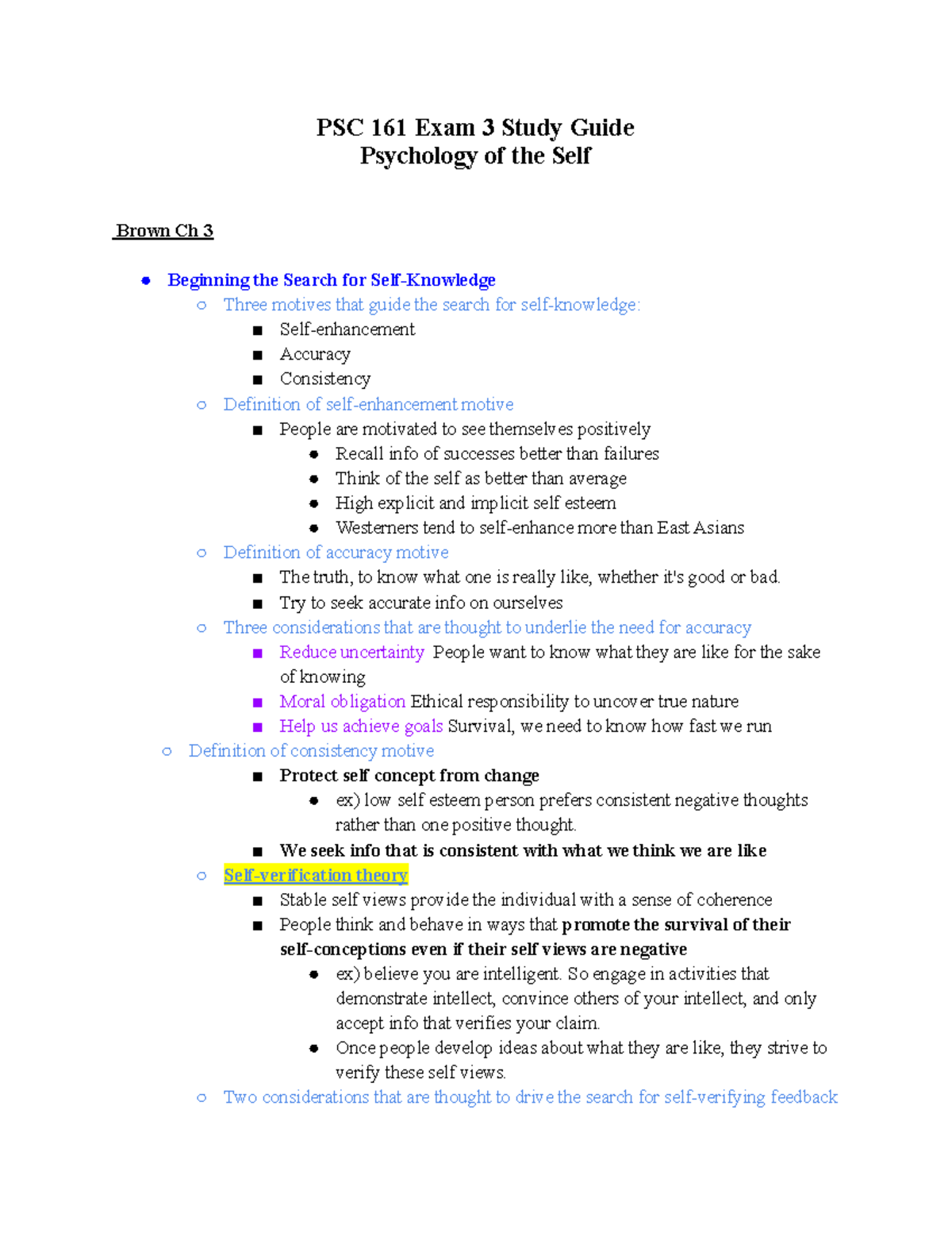 PSC 161 Study Guide Exam 3 - PSC 161 Exam 3 Study Guide Psychology of ...