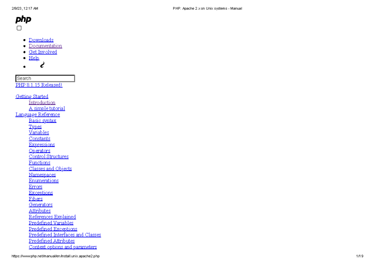 Php Apache 2x On Unix Systems Manual Downloads Documentation Get