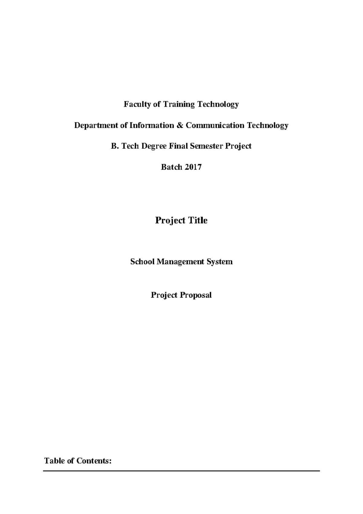 Project proposal School Management System - Faculty of Training ...