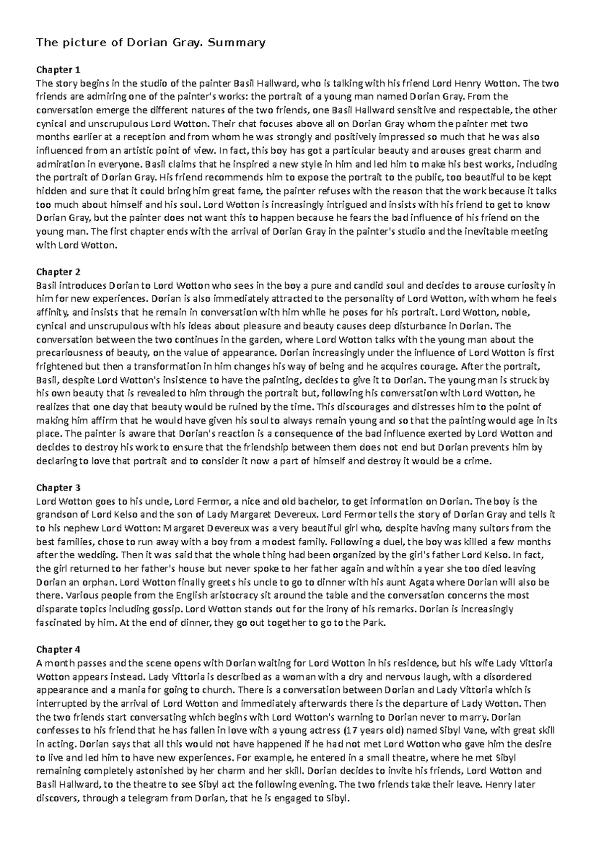 Dorian Gray - riassunto completo ed esaustivo - The picture of Dorian ...