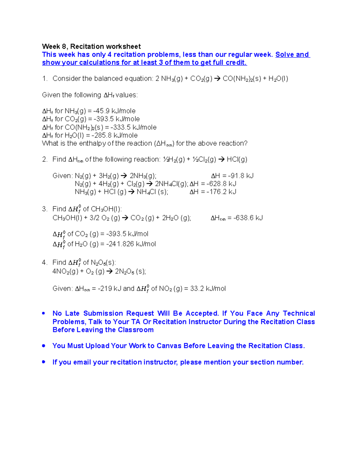 Week 8 Recitation Problems - Week 8, Recitation worksheet This week has only 4 recitation ...