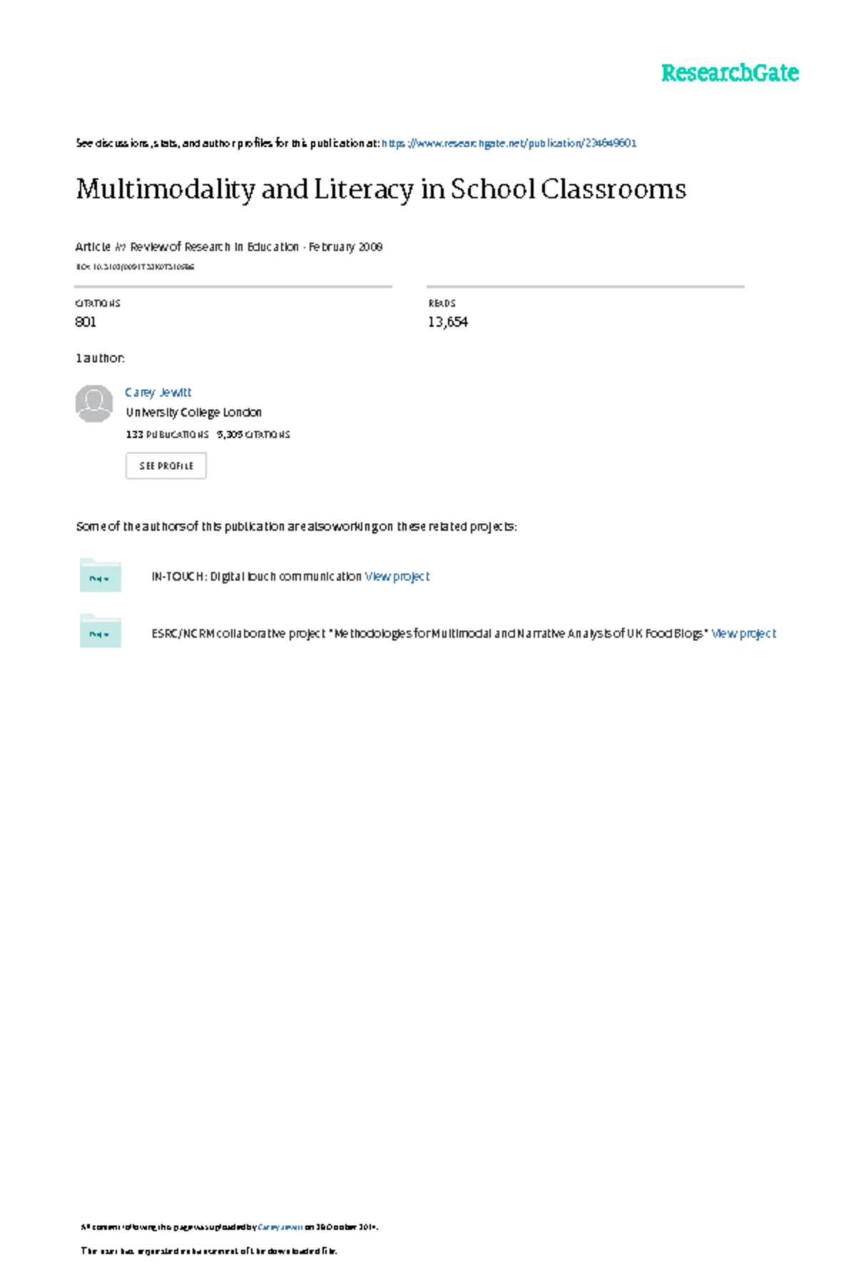 Multimodality and Literacy in School Classrooms - See discussions ...