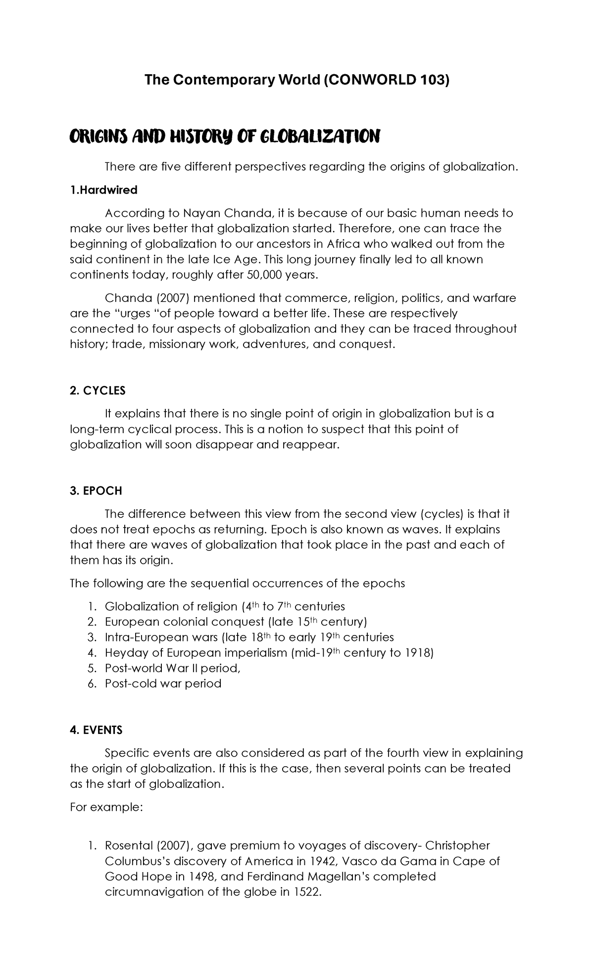 Conworld Lesson-7-and-8 - The Contemporary World (CONWORLD 103) ORIGINS ...