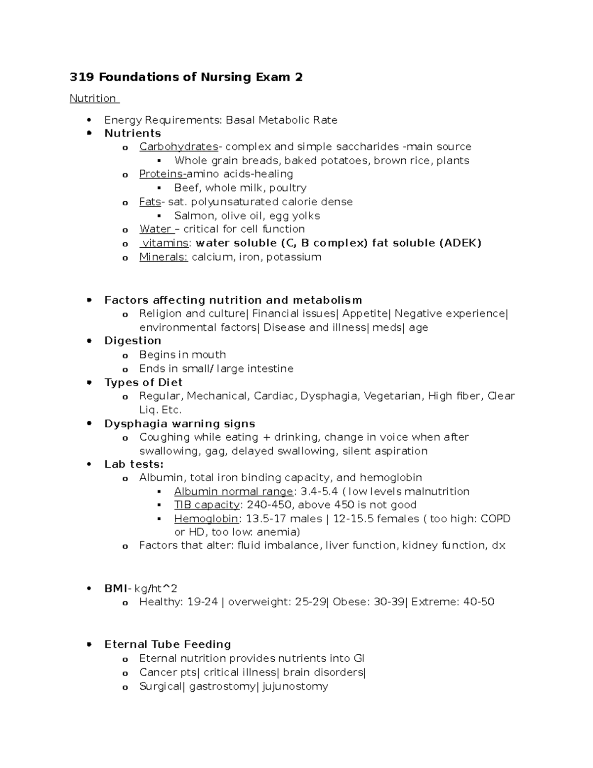 319 Foundations of Nursing Exam 2 - 319 Foundations of Nursing Exam 2 ...