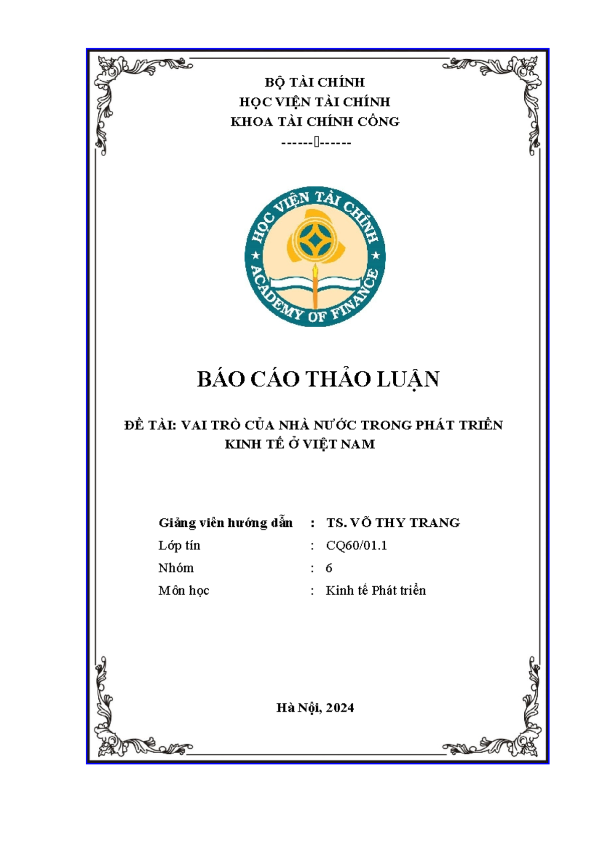 Ktpt - mjkl. - BỘ TÀI CHÍNH HỌC VIỆN TÀI CHÍNH KHOA TÀI CHÍNH CÔNG ...