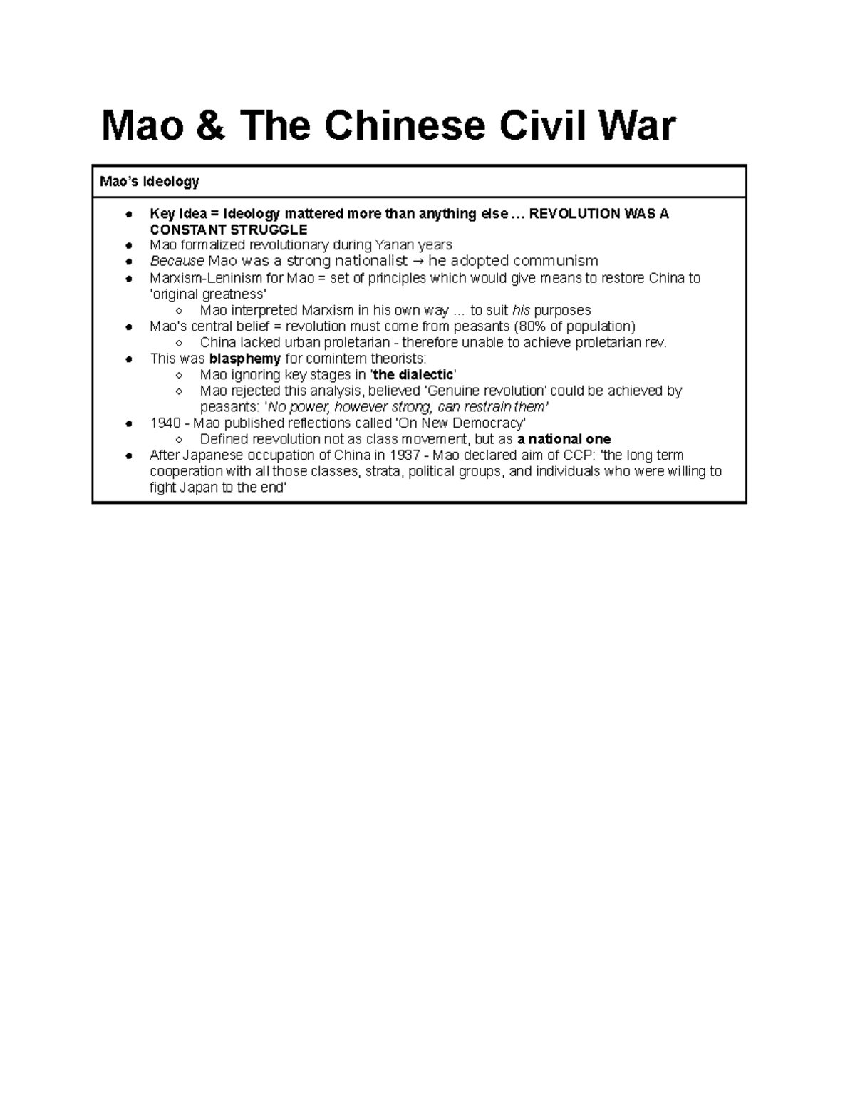 9. Mao & The Chinese Civil War - Mao & The Chinese Civil War Mao’s ...