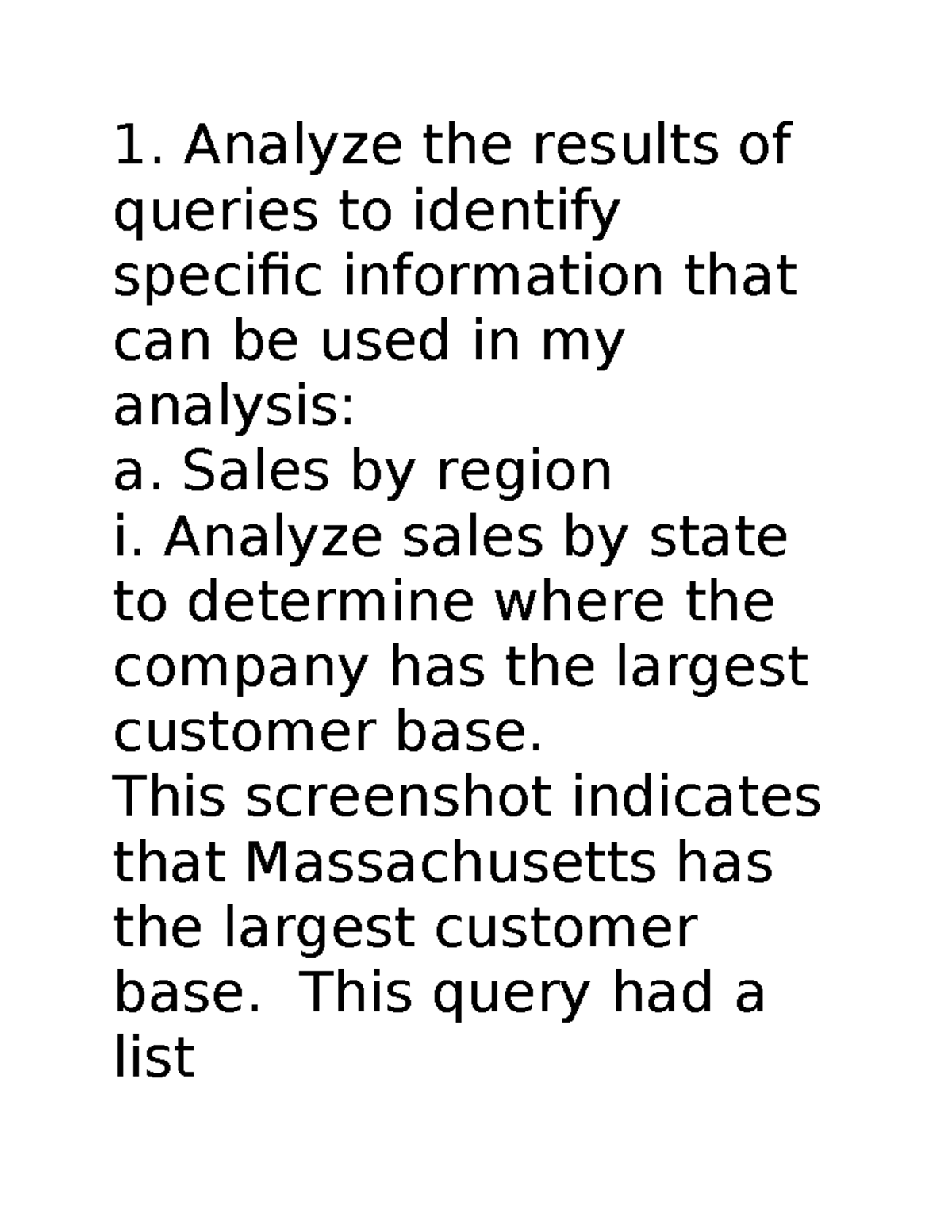 5-3 Major Activity Analyzing Queries - 1. Analyze the results of ...