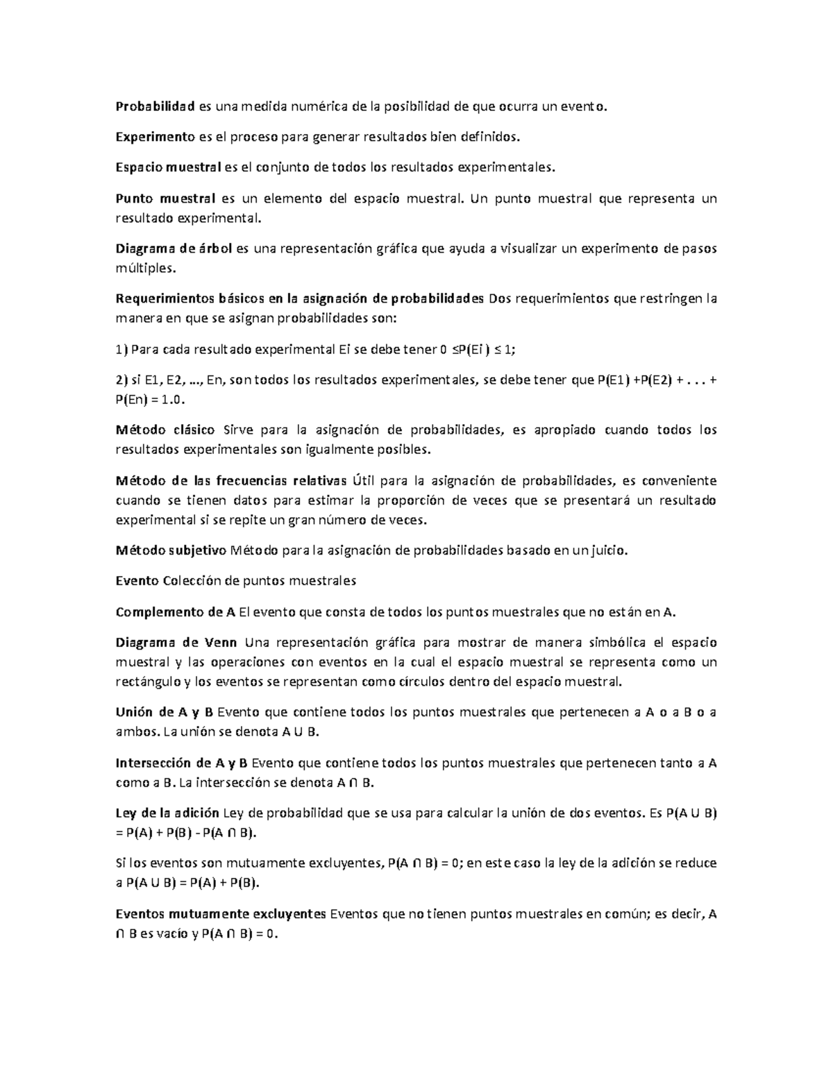Definiciones básicas probabilidad Estad - Probabilidad es una medida numérica de la posibilidad ...