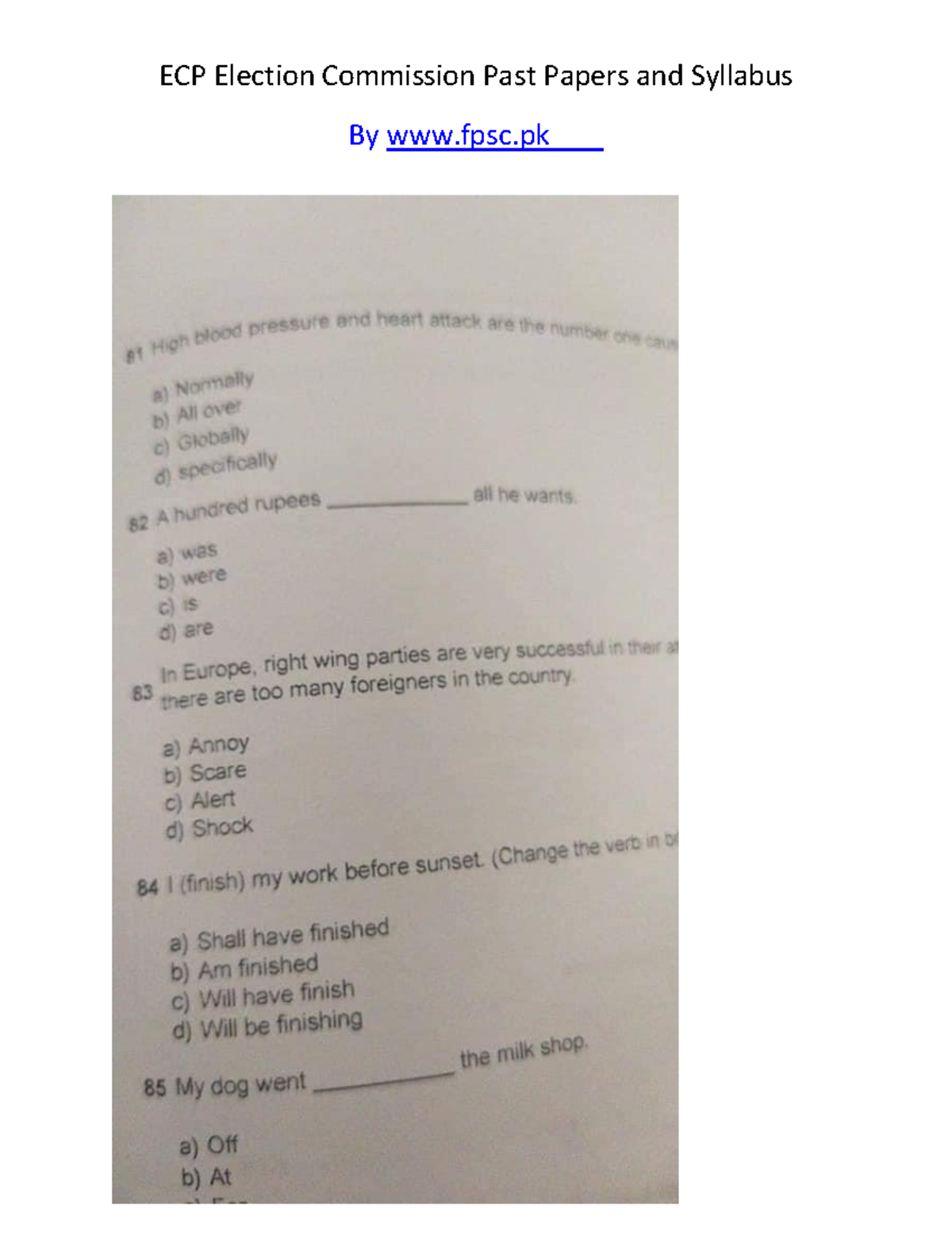 ECP Election Commission Past Papers and Syllabus - computer ...