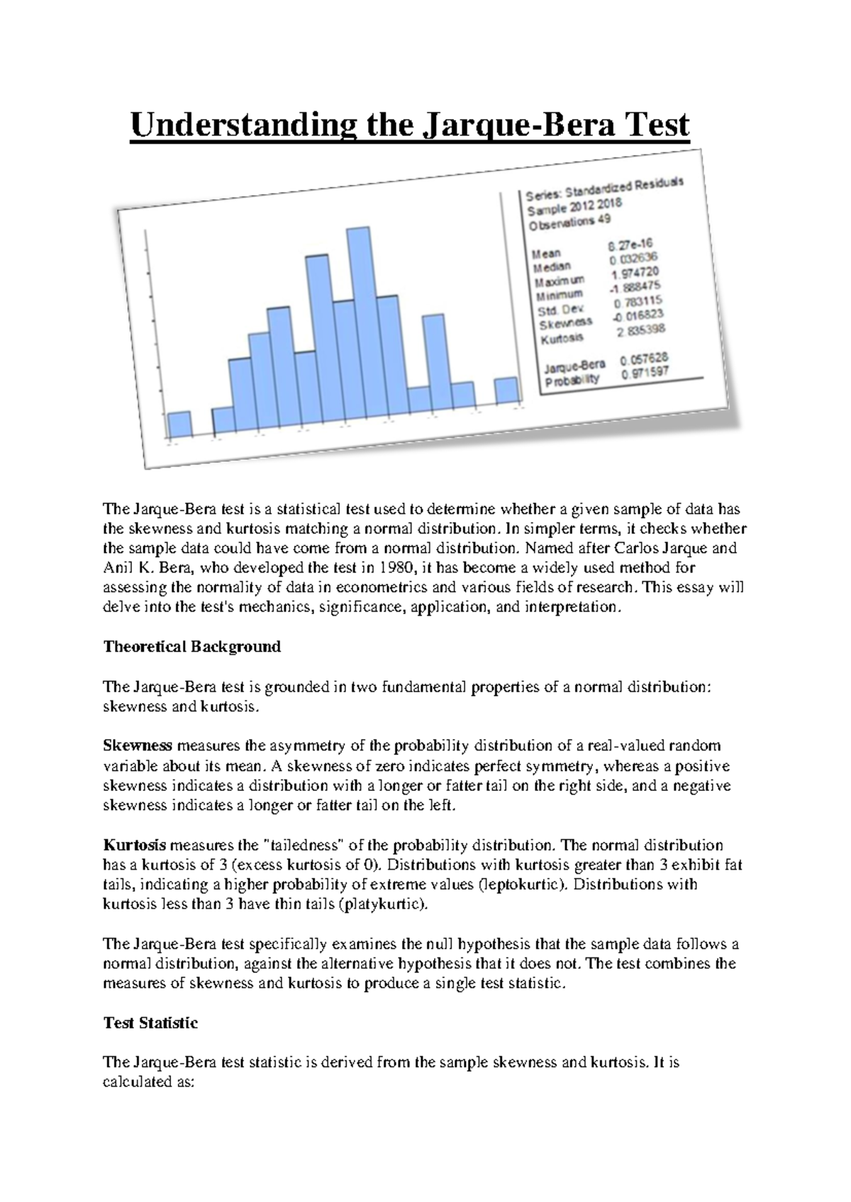 Notes-Jarque-Bera test - Understanding the Jarque-Bera Test The Jarque ...