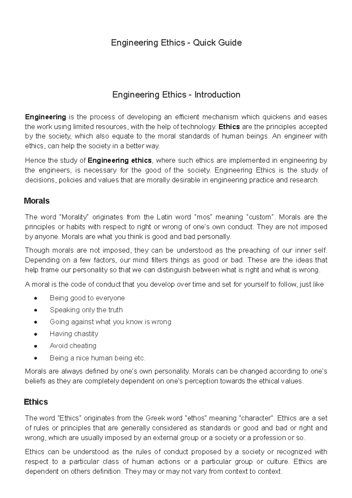 Engineering Ethics - Quick Guide - Tutorialspoint - Engineering Ethics - Quick Guide Engineering ...