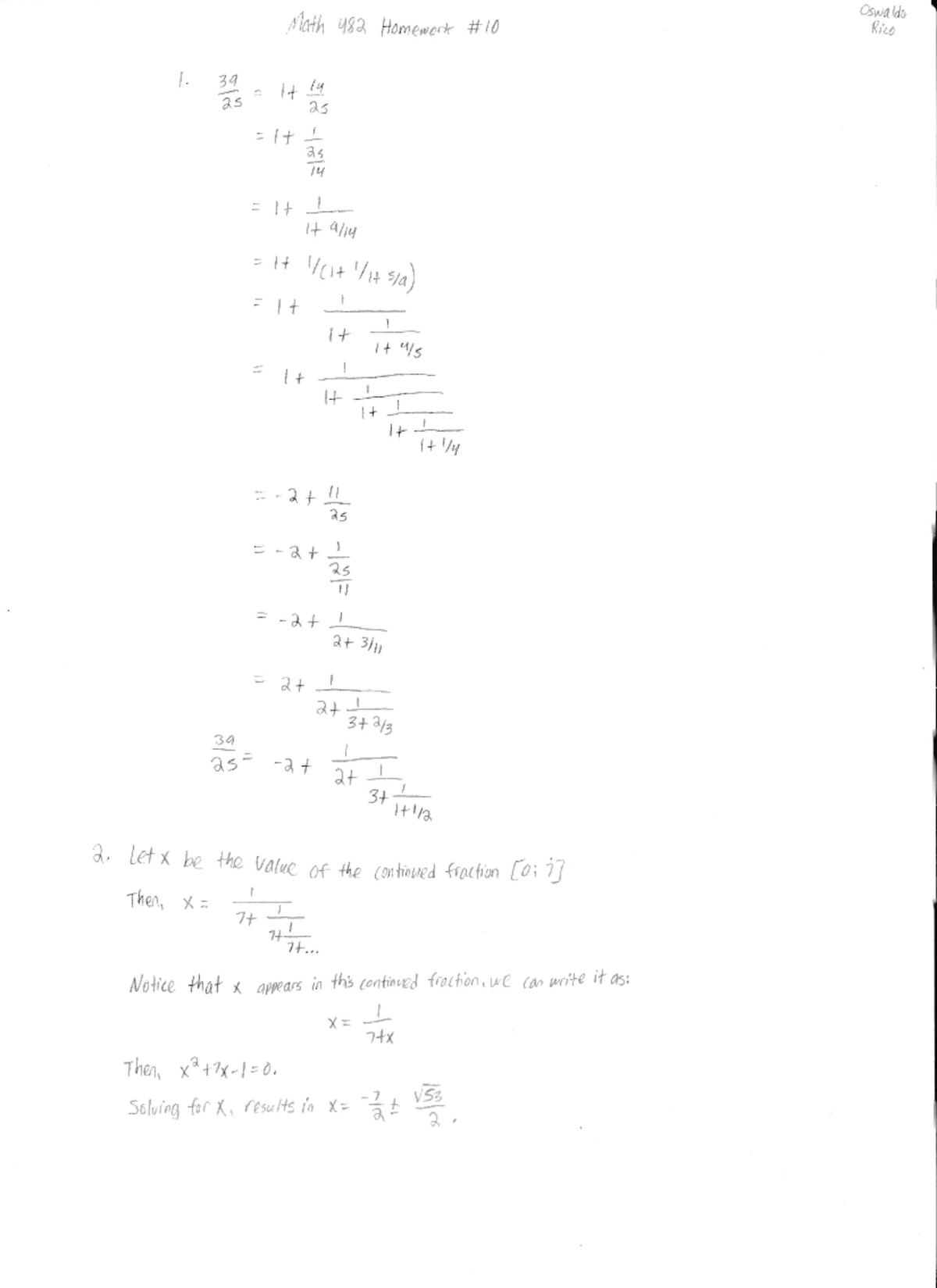 Math 482 Homework 10 - MATH 482 - Studocu