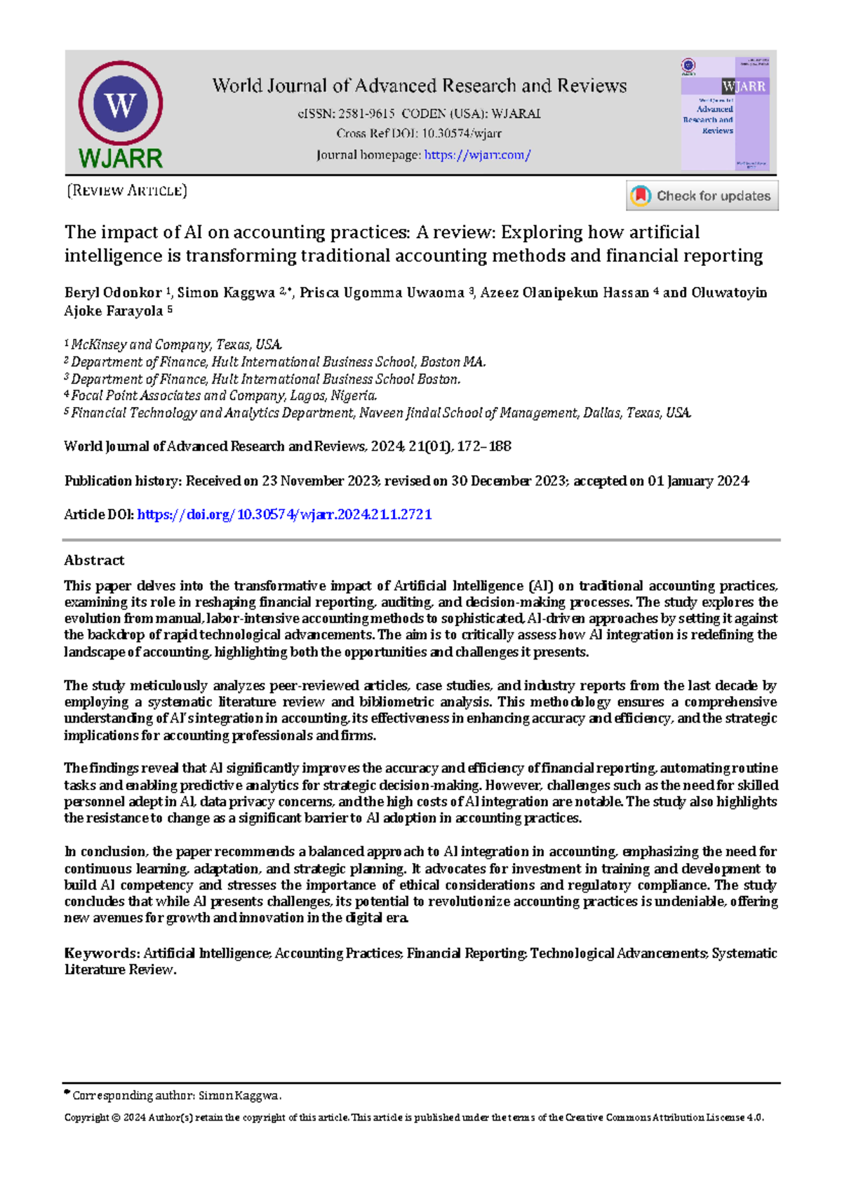 Wjarr-2023-2721 - Files - Corresponding author: Simon Kaggwa. Copyright ...