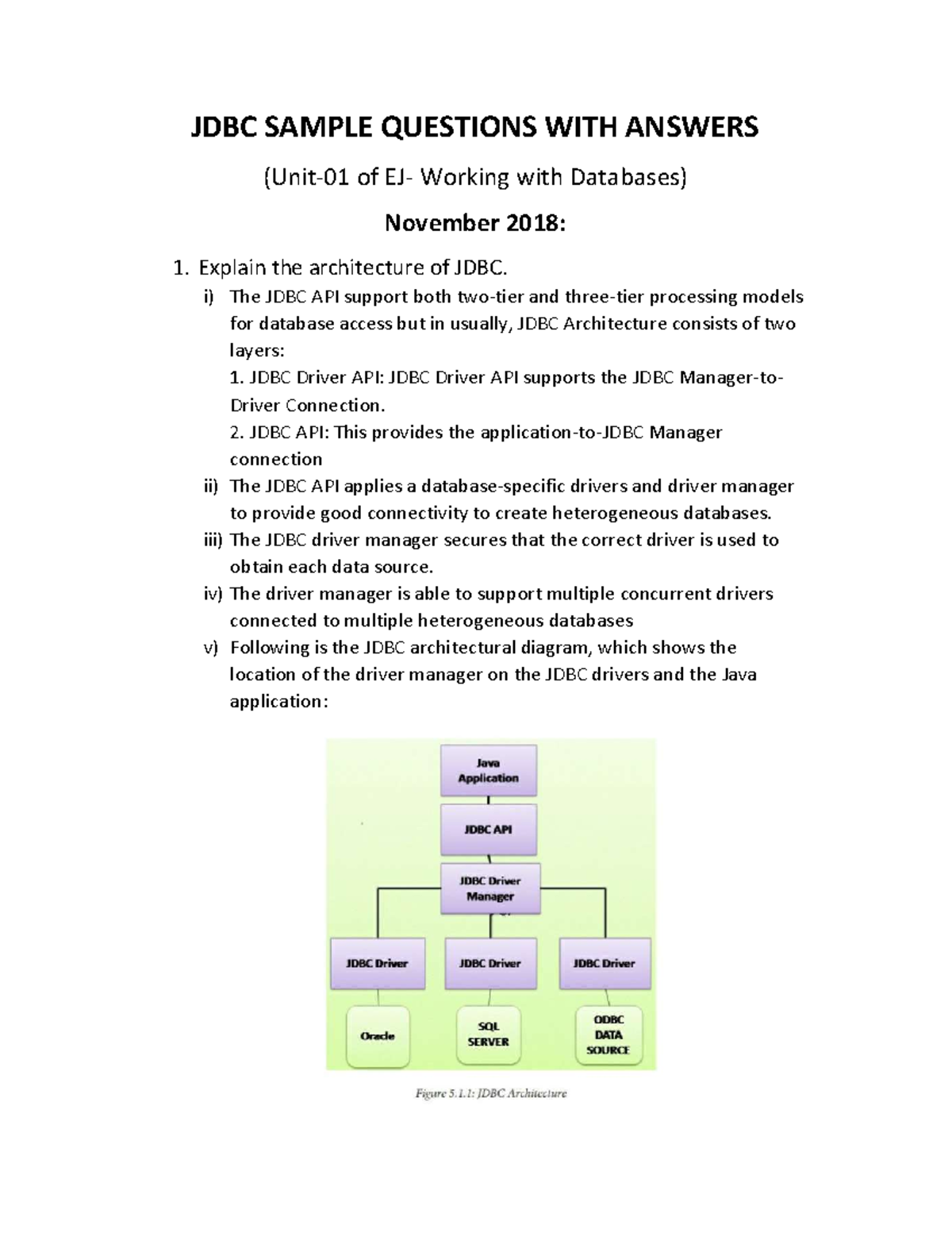 Tyjdbc - this is for you guys - JDBC SAMPLE QUESTIONS WITH ANSWERS ...