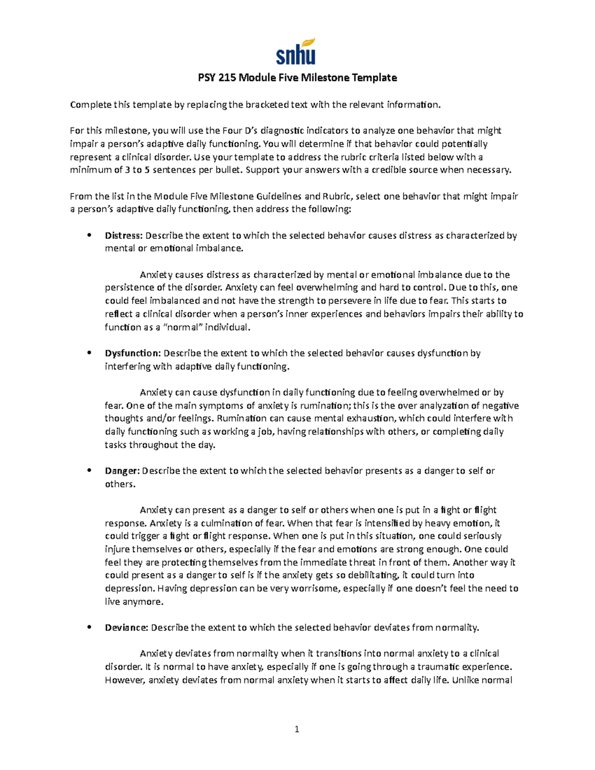 PSY 215 Module Five Milestone Casey Bellis - PSY 215 Module Five ...