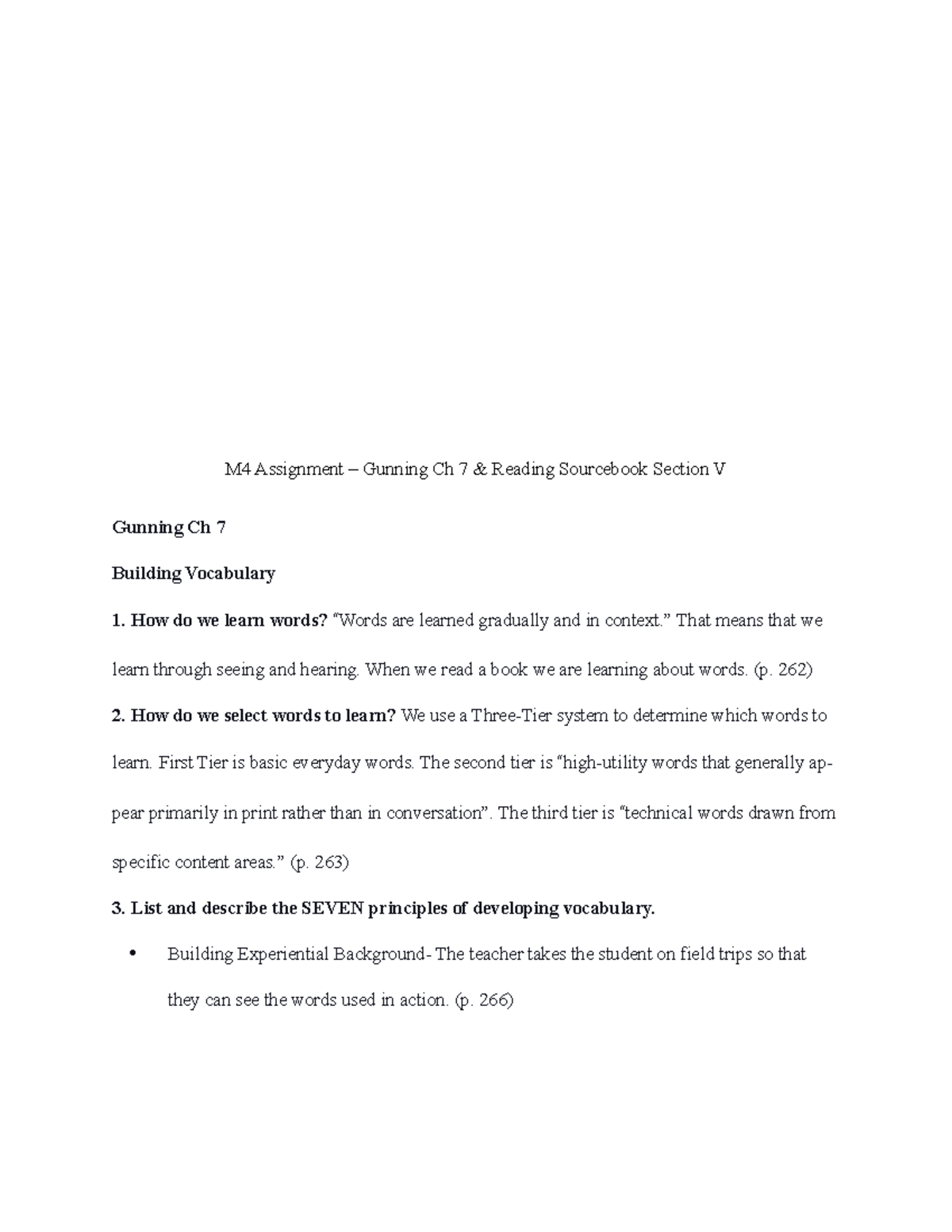 M4 Assignment - Gunning Ch 7 Dr. Laura Staal - M4 Assignment – Gunning ...