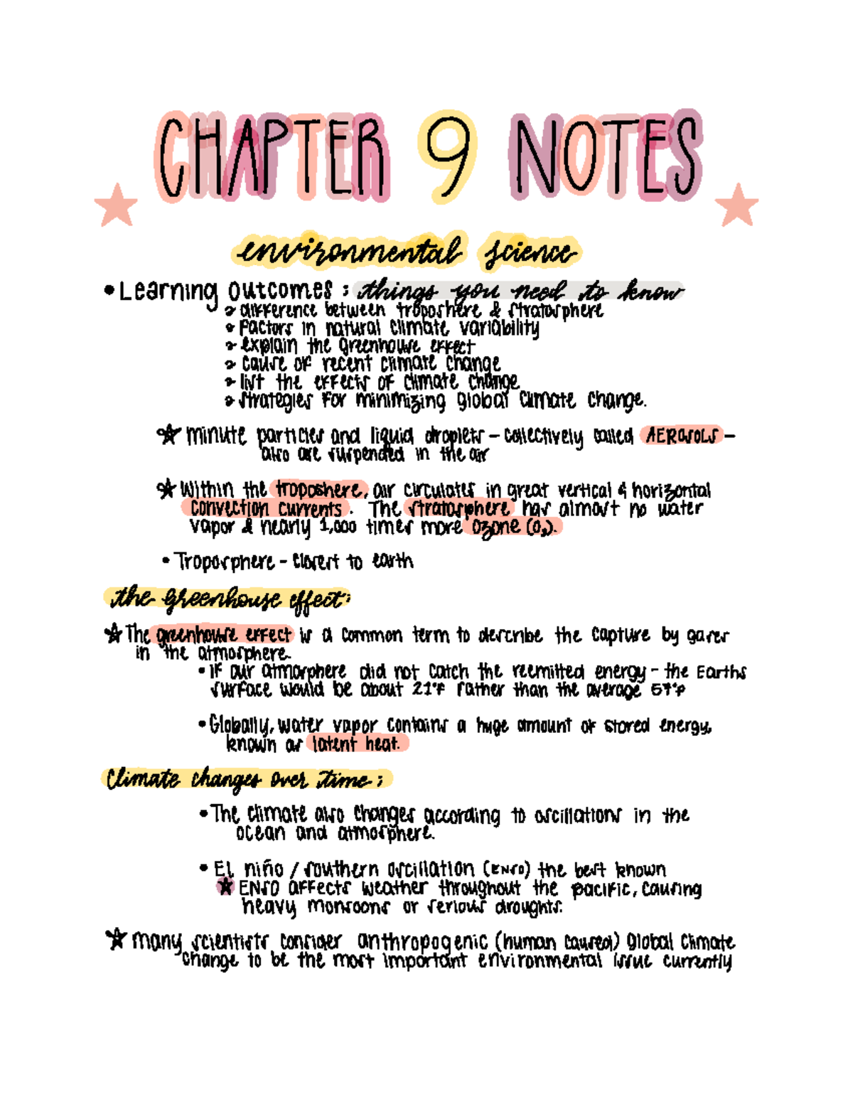 Chapter 9 notes - CHAPTER 9 NOTES woah woah environmental faience ...
