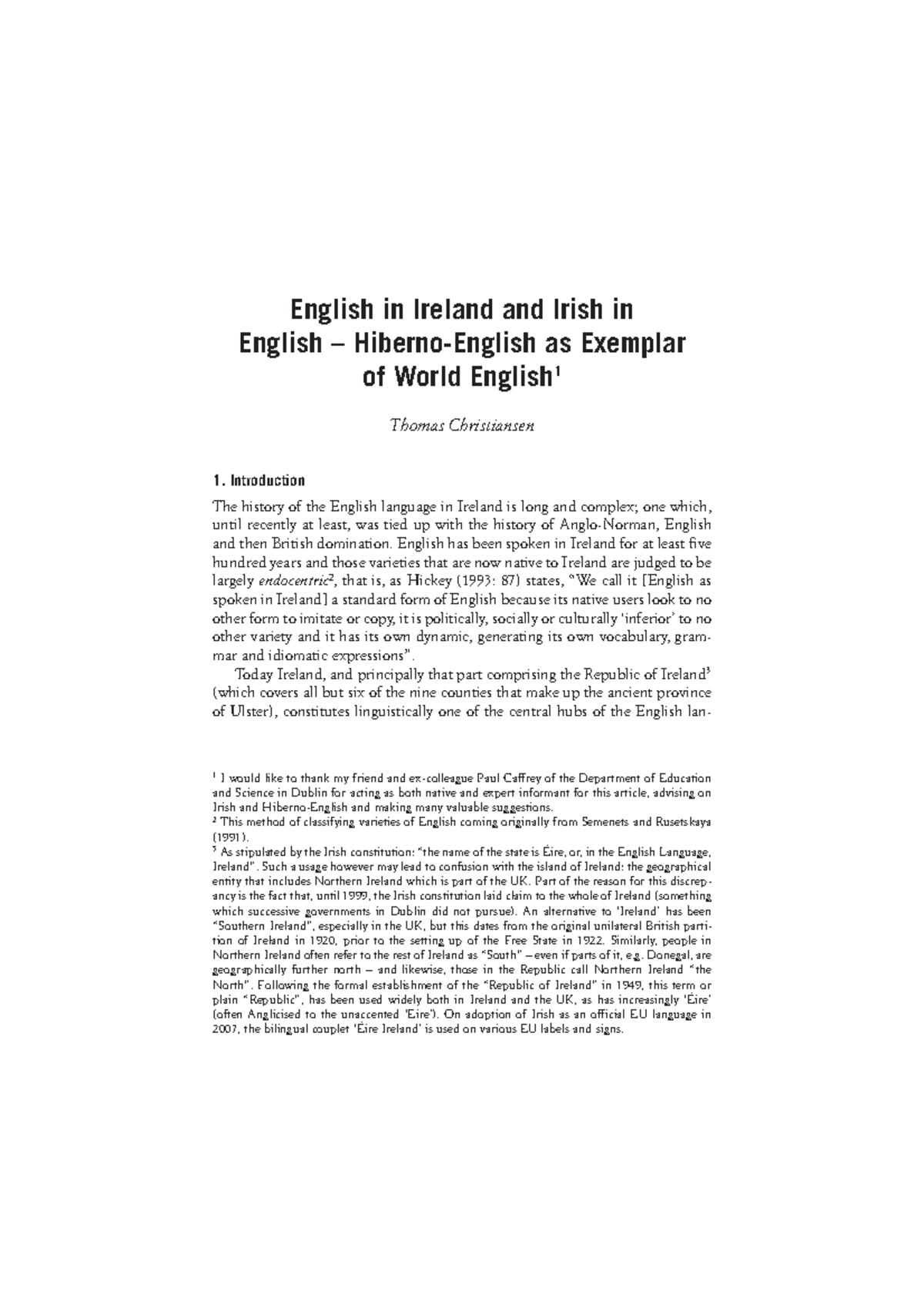 Hiberno - English in Ireland and Irish in English, Hibierno Englis as ...