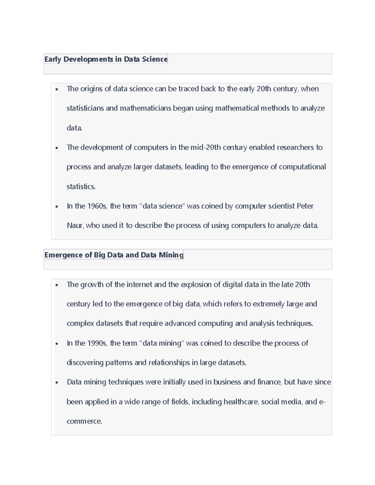 Data science history notes - Early Developments in Data Science • The ...