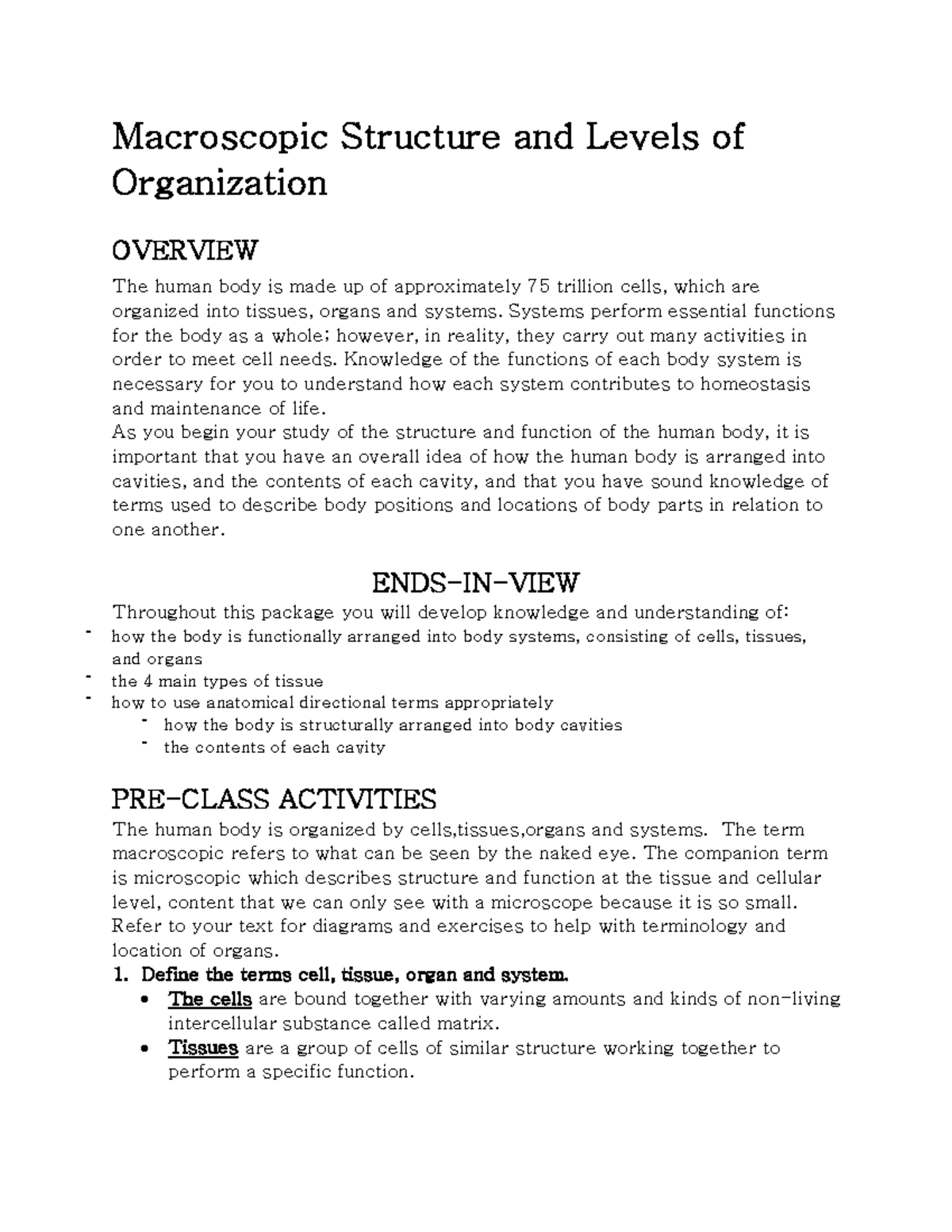 Macroscopic Structures Preclass Activity copy - Macroscopic Structure ...