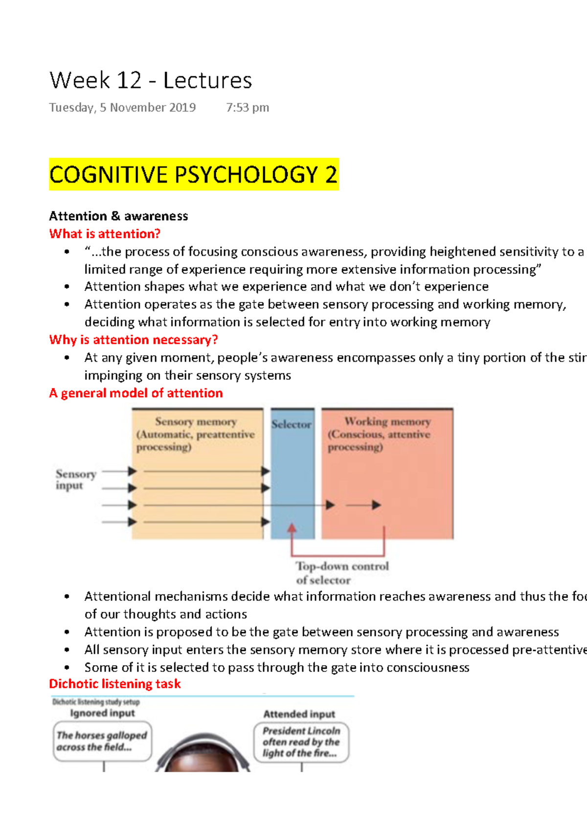 Week 12 - Lectures - Cognitive Psych. - Warning: TT: undefined function: 32 Warning: TT ...