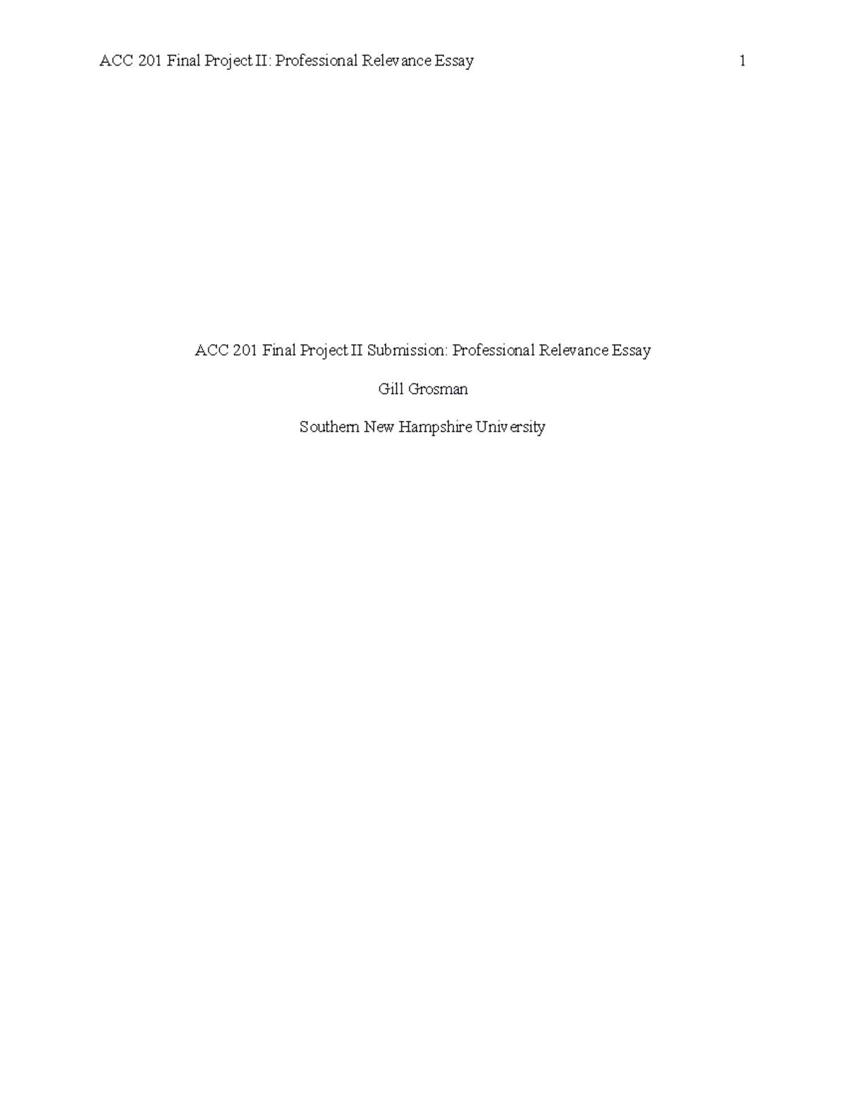 ACC 201 Final Project II - I first started working as a bartender and ...