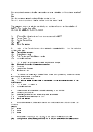 GST Previous Year Paper - Please write your Exam Roll No.) Exam Roll ...
