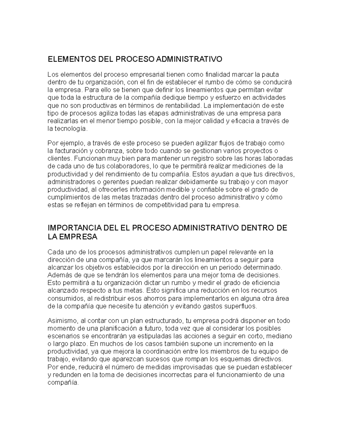 Elementos DEL Proceso Administrativo - ELEMENTOS DEL PROCESO ...