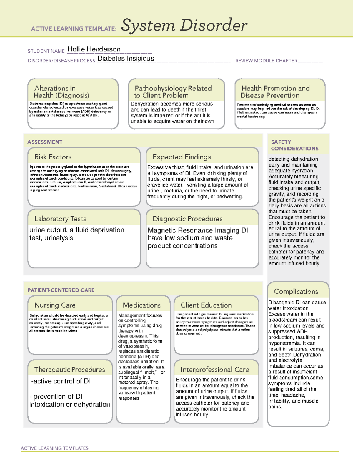 Week 7-1 - ACTIVE LEARNING TEMPLATES System Disorder STUDENT NAME - Studocu
