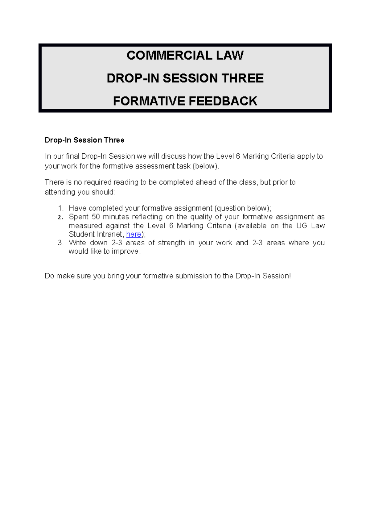 Drop-In Three - tutorial work - COMMERCIAL LAW DROP-IN SESSION THREE ...