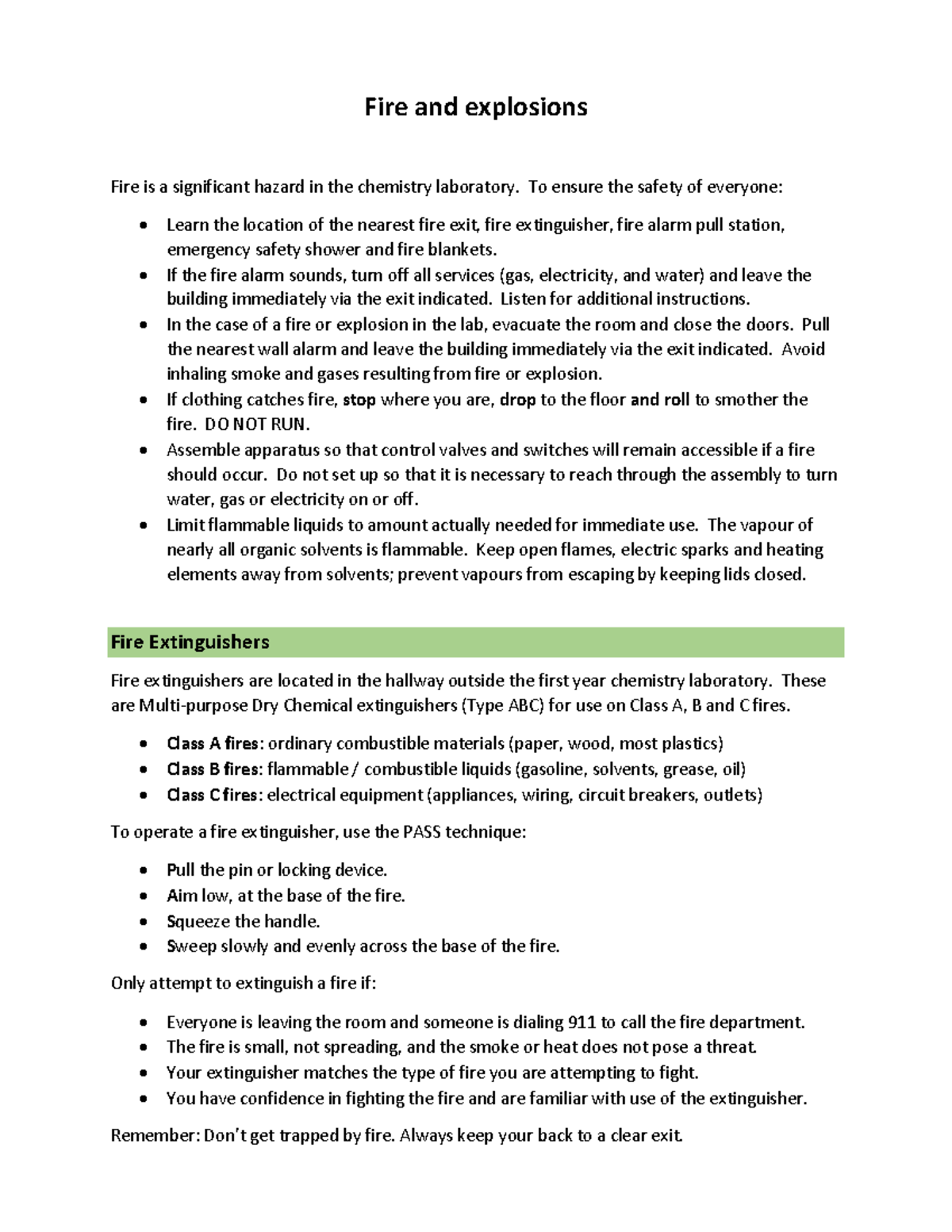 Fire Safety - Fire and explosions Fire is a significant hazard in the ...