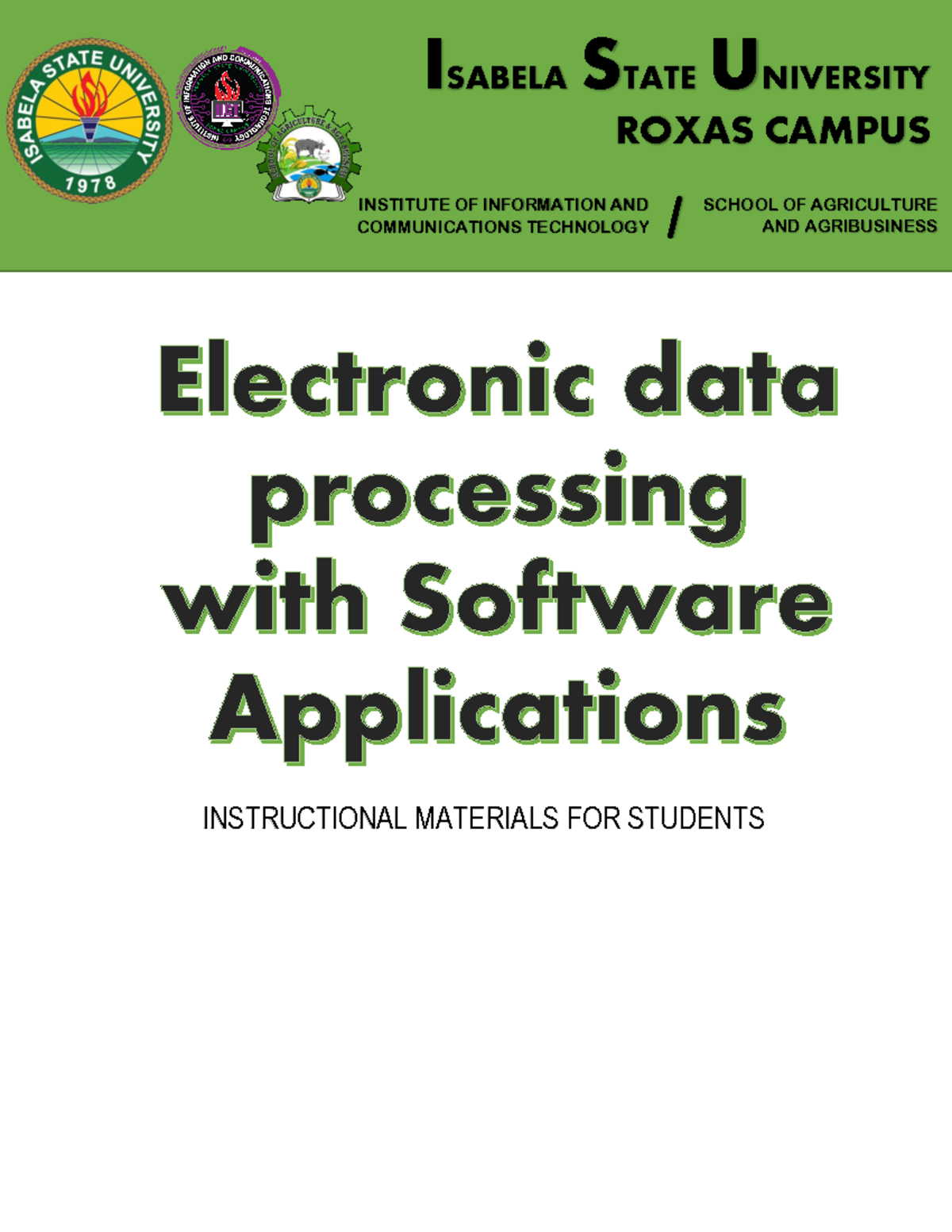Electronic Data Processing Module 1 - INSTRUCTIONAL MATERIALS FOR ...
