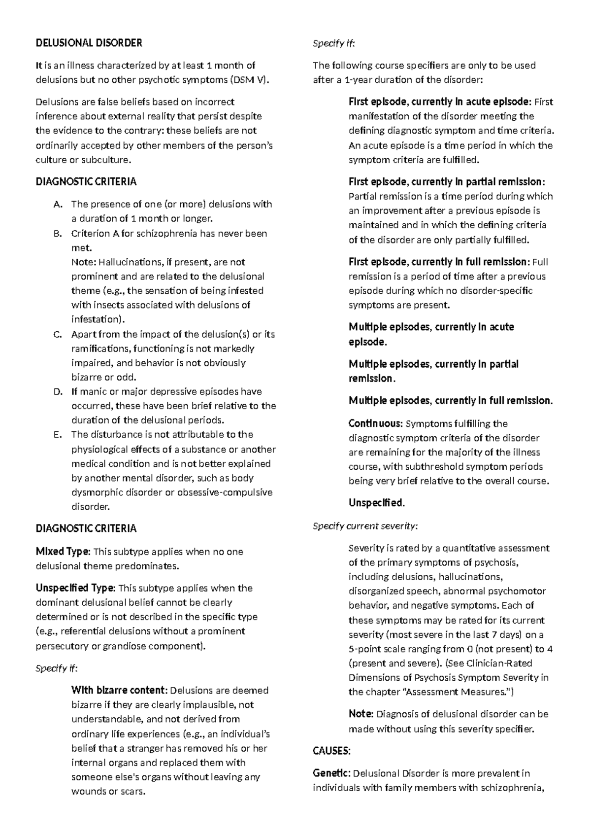 Delusional Disorder - DELUSIONAL DISORDER It is an illness ...