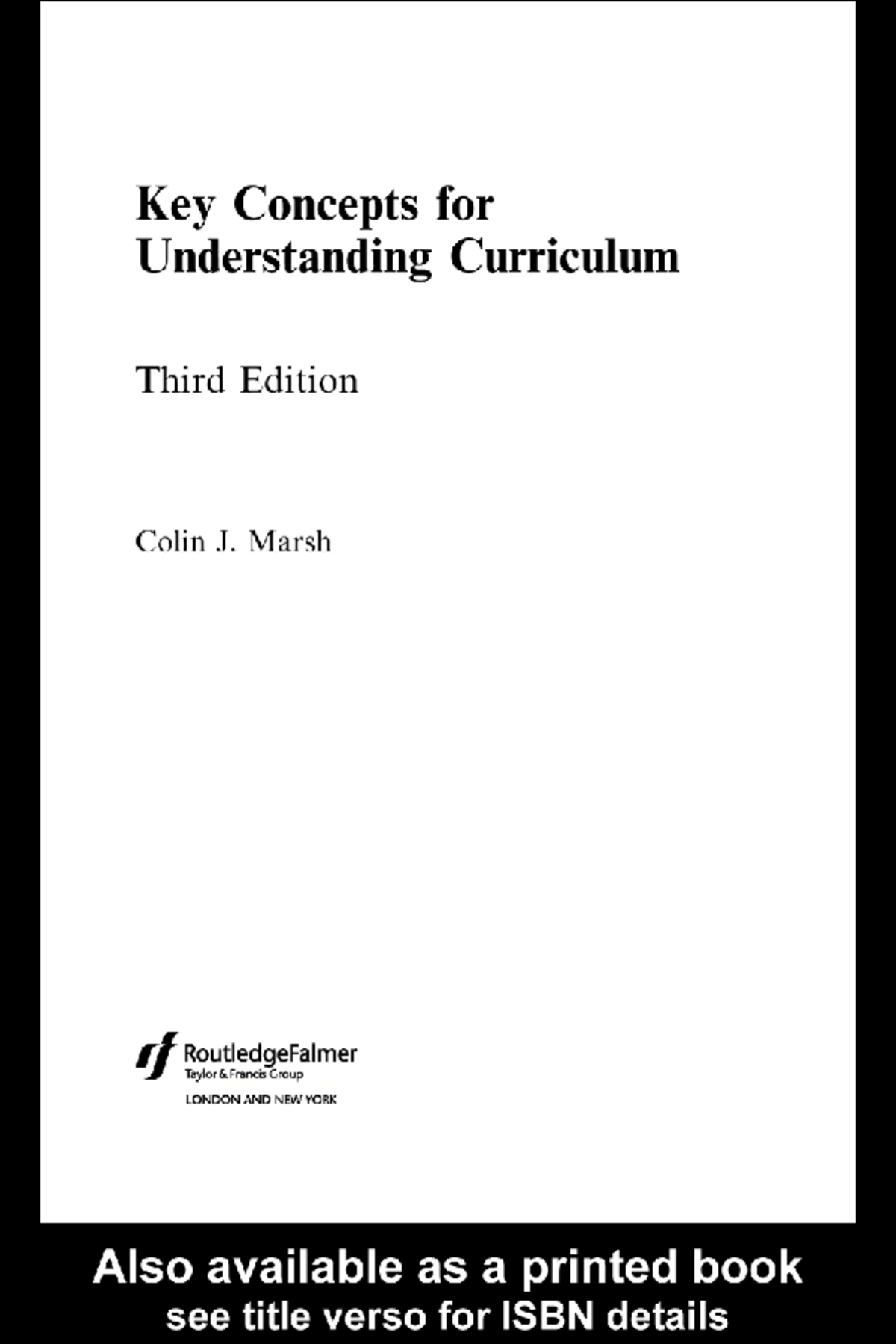 Key Concepts for Understanding Curriculum Marsh - Key Concepts for ...