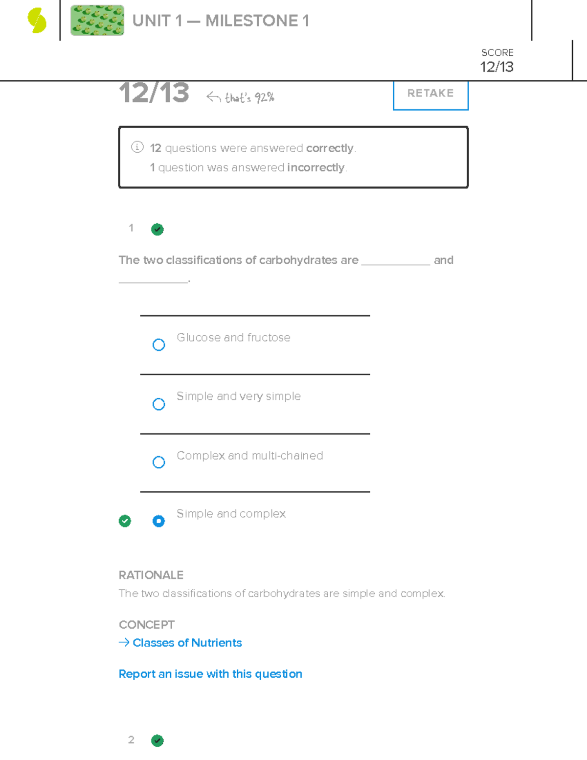 Fundamentals of Nutrition: Milestone 1 - 1 CONCEPT → Classes of ...