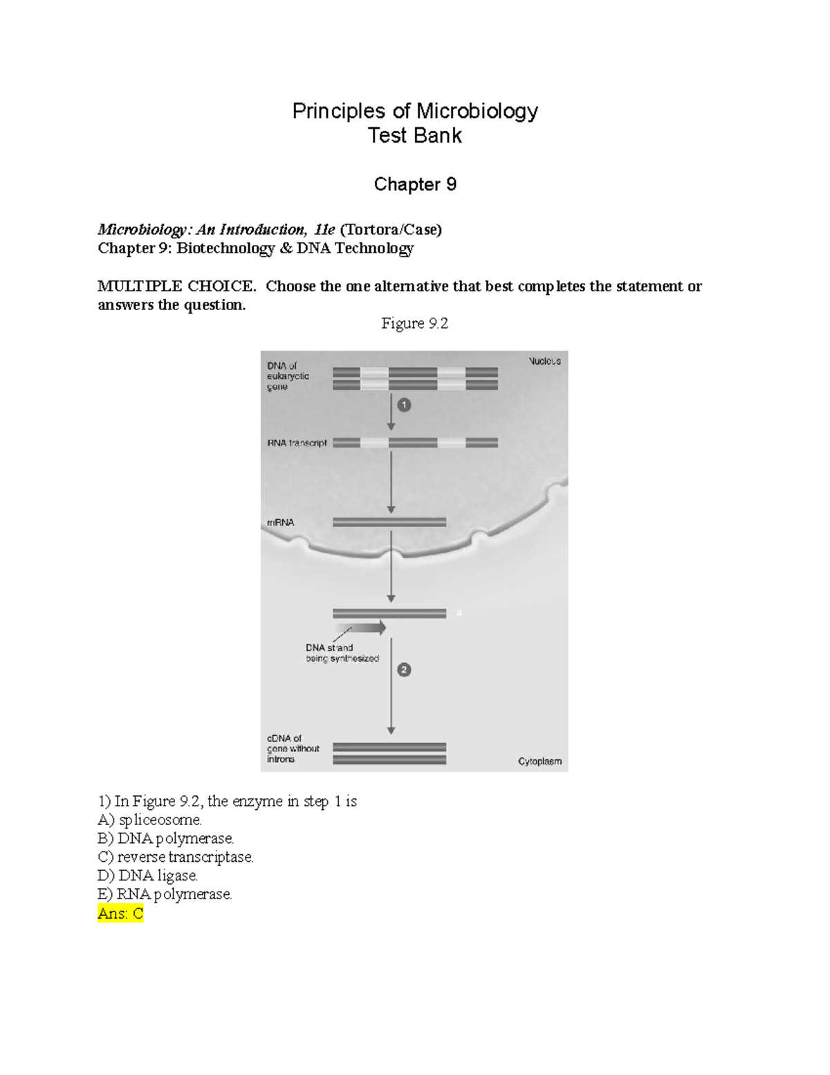 Chap 9 Multiple Choice - with Highlight - Principles of Microbiology ...
