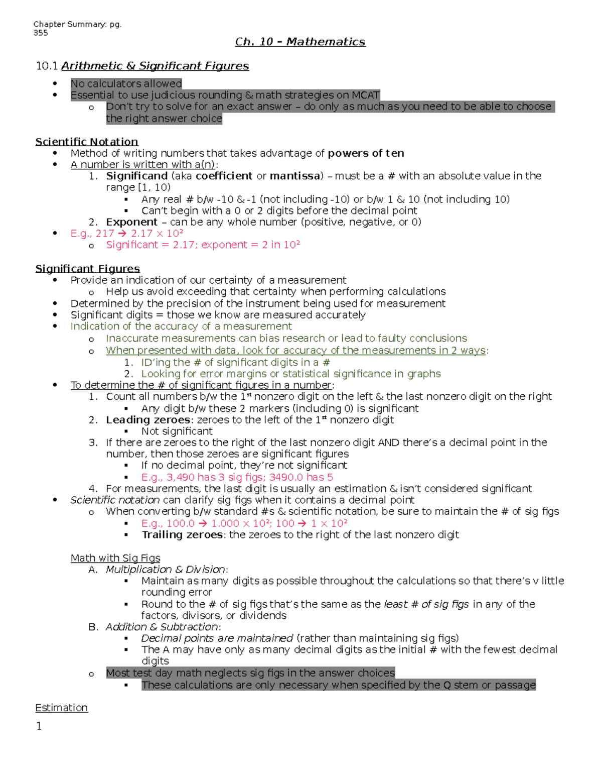 Summary of basic math concepts - Ch. 10 – Mathematics 10 Arithmetic ...