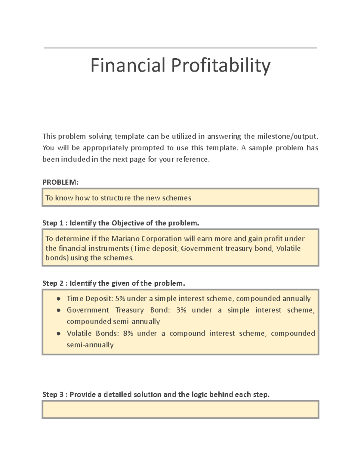 Financial Profitability - You will be appropriately prompted to use ...