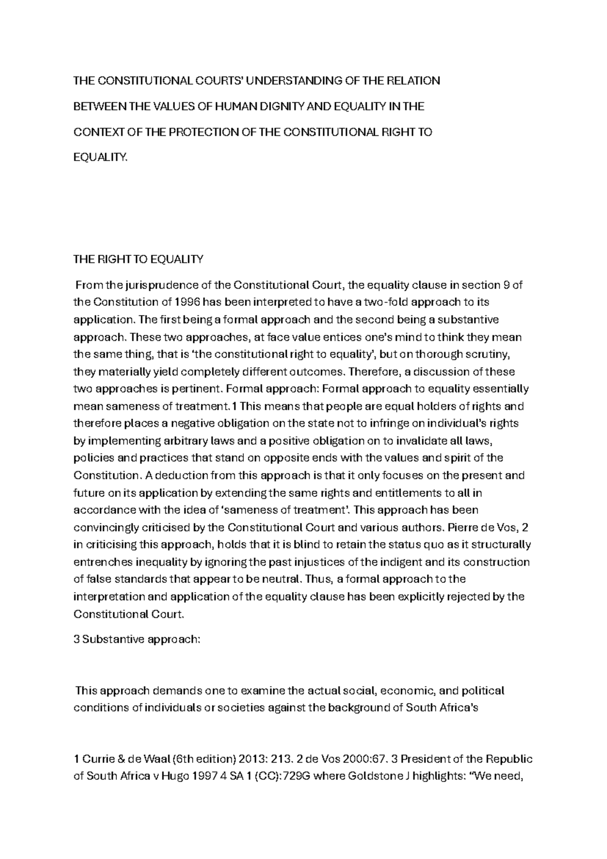 THE Protection OF THE Constitutional Right TO Equality - THE ...