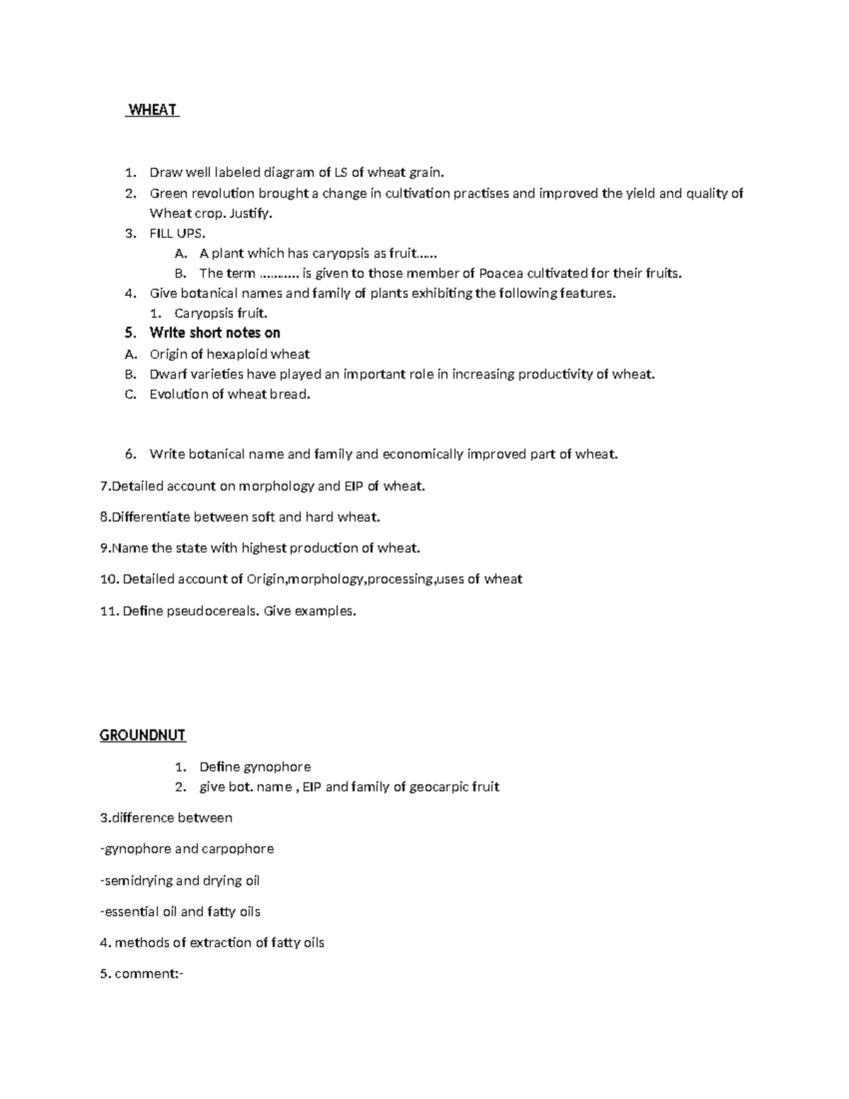 Document - IT IS MOST USEFUL - WHEAT 1. Draw well labeled diagram of LS ...
