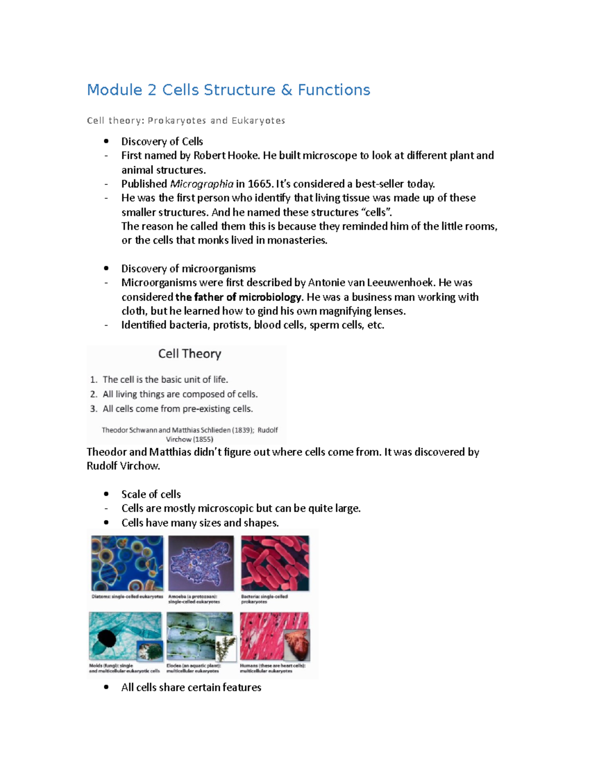 Module 2 Cells Structure - Module 2 Cells Structure & Functions Cell ...