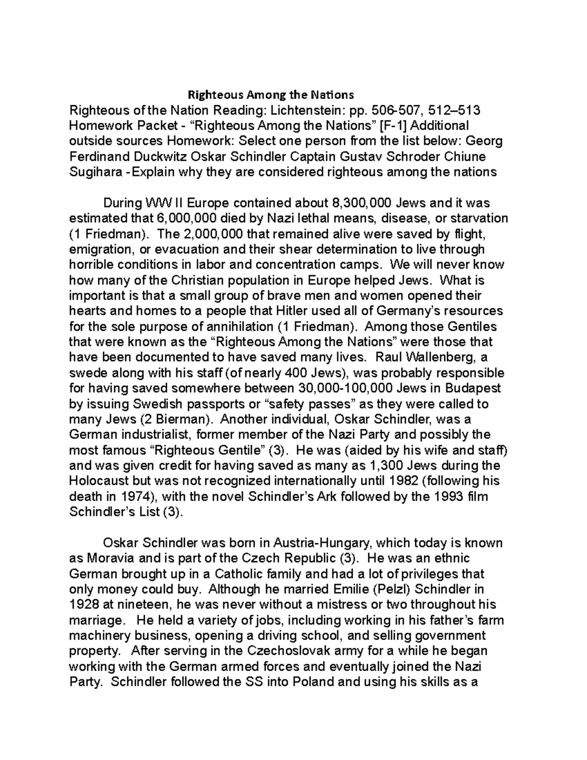 Jewish History Righgteous Among the Nations Assignment 7 - Righteous ...