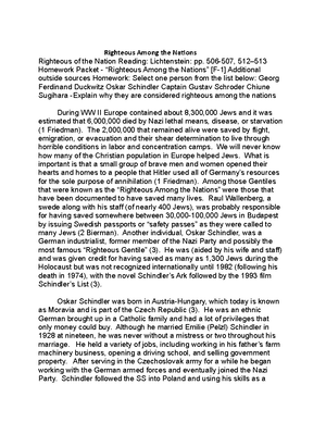 Jewish History Righgteous Among the Nations Assignment 7 - Righteous ...