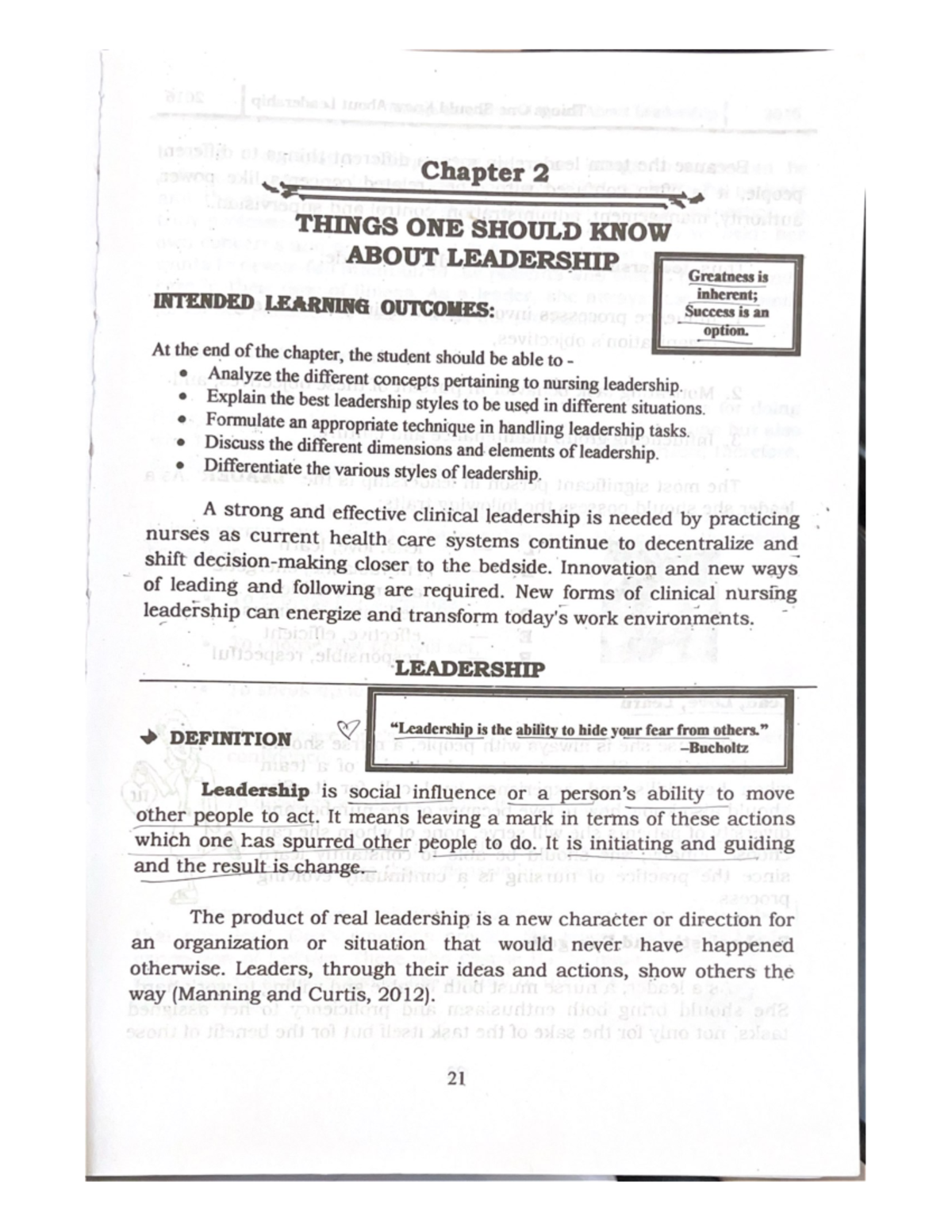 Chapter 2 Leadership - jasjnbauiuihui - Chapter 2 THINGS ONE SHOULD ...