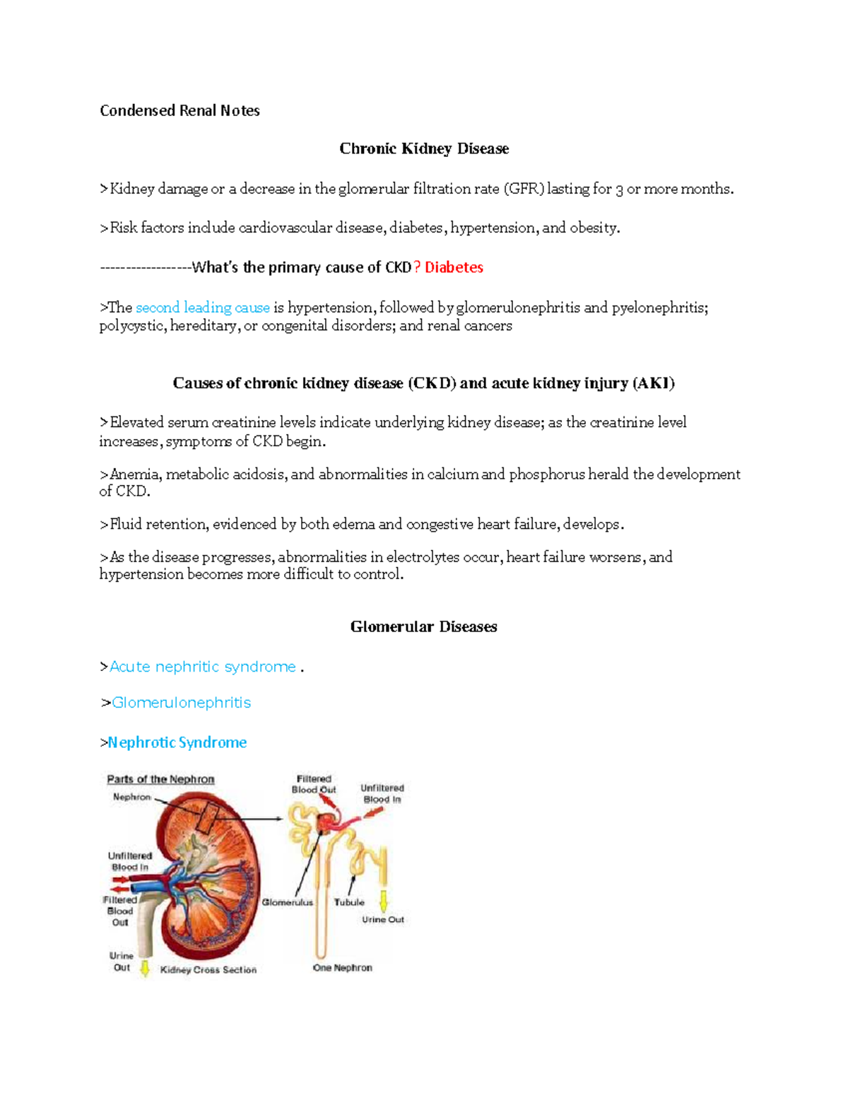 Condensed Renal Notes - Condensed Renal Notes Chronic Kidney Disease ...