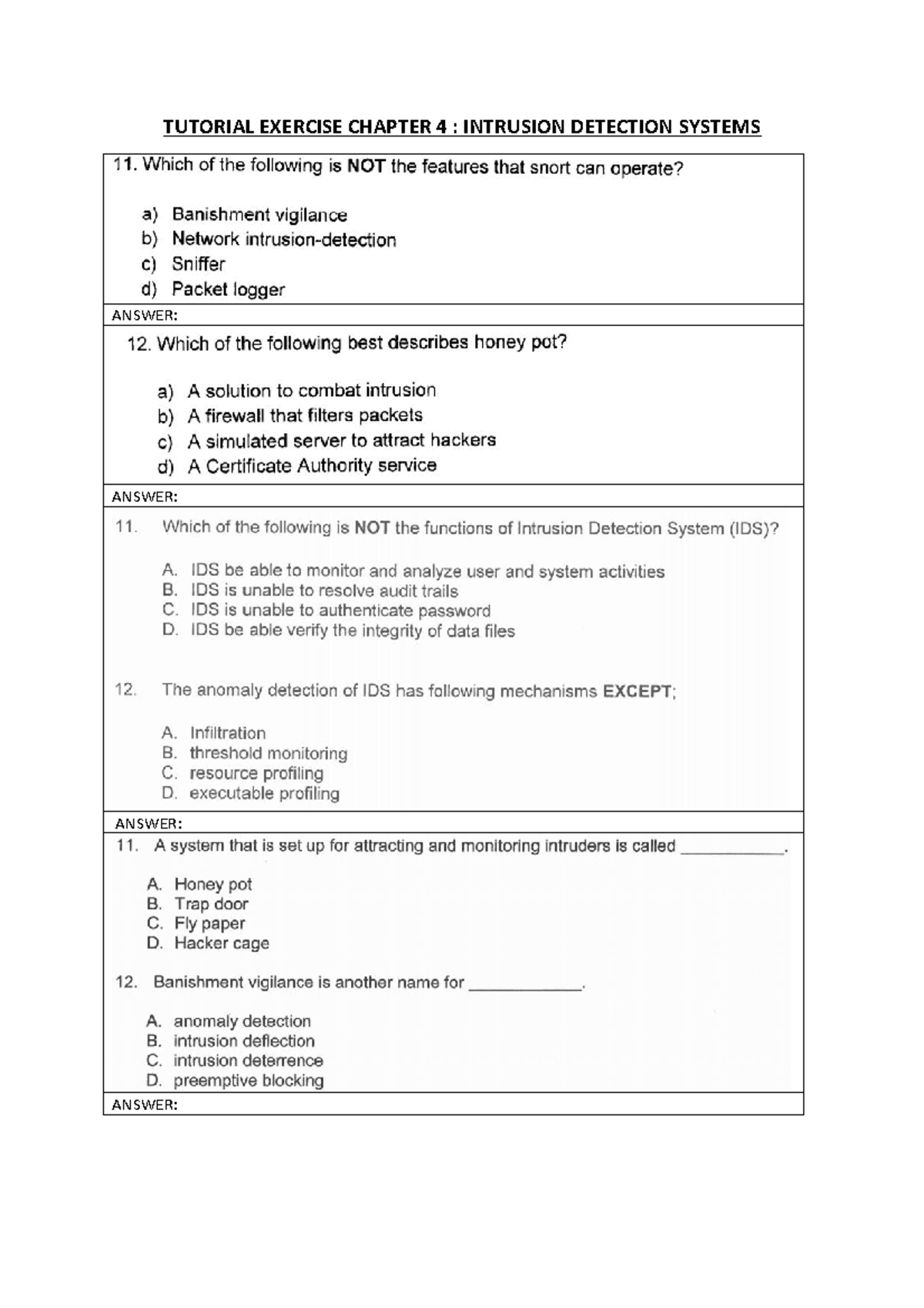 Tutorial Chapter 4 Ids Intrusion Detection System Computer Security